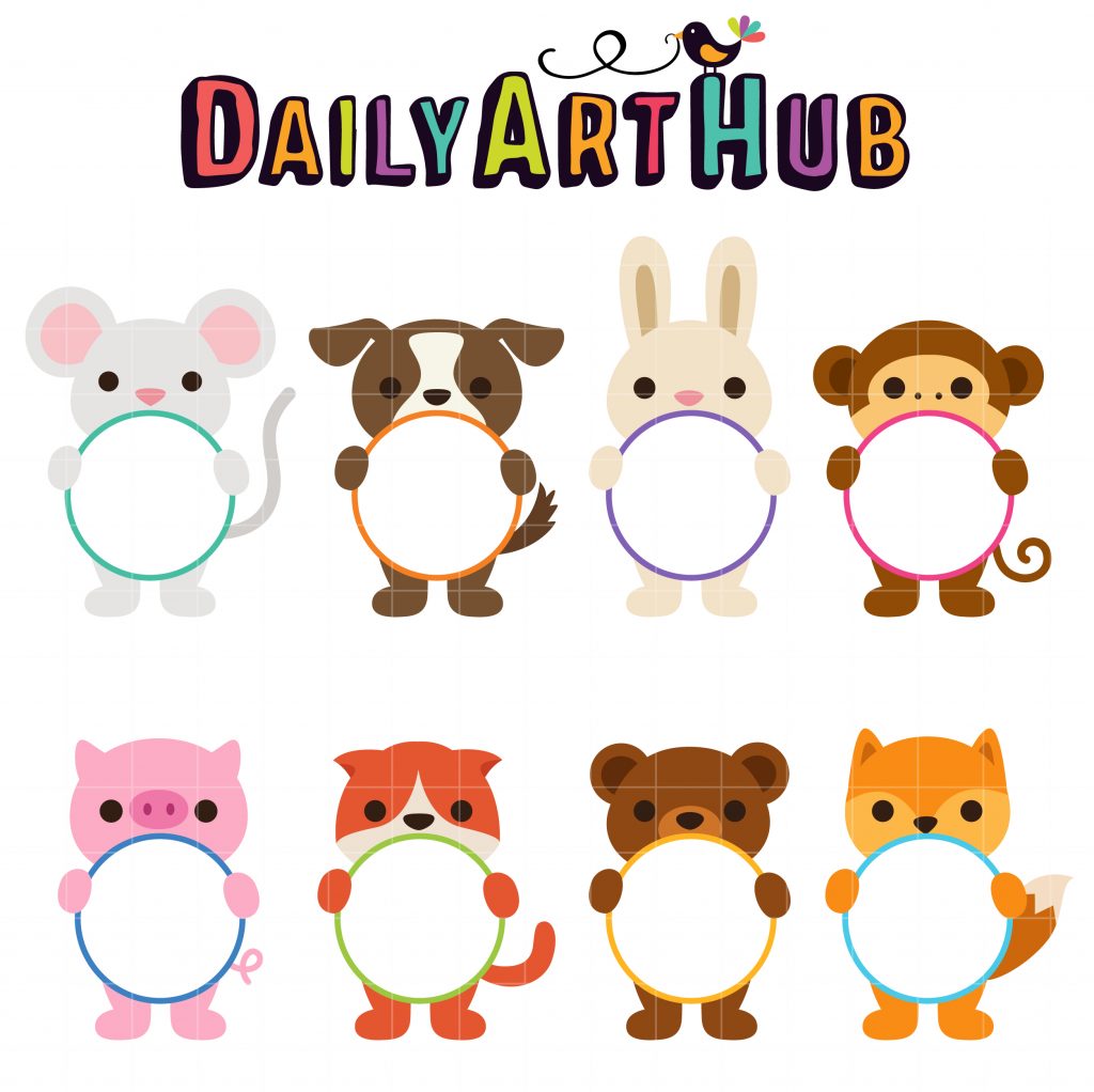 Animals Circle Monogram Frame Clip Art Set – Daily Art Hub // Graphics ...