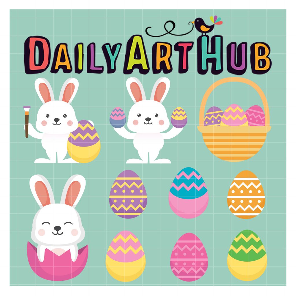 Easter Bunny and Eggs Clip Art Set – Daily Art Hub // Graphics ...
