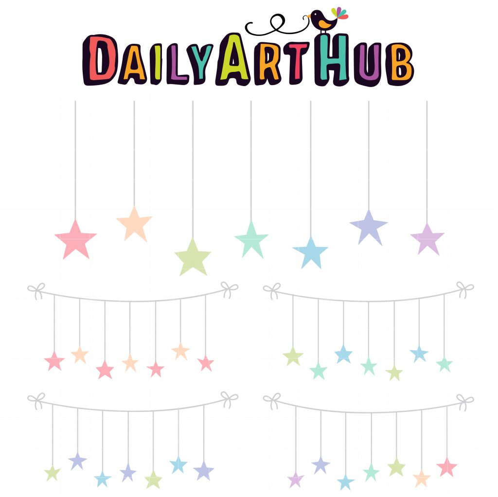Pastel Stars on Strings Clip Art Set – Daily Art Hub // Graphics ...