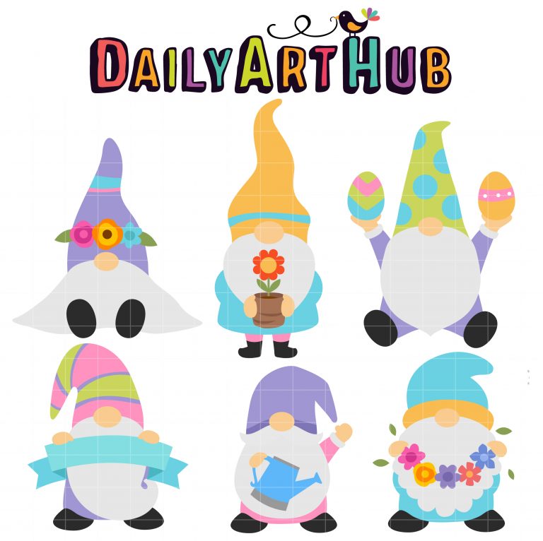Spring Gnomes Clip Art Set – Daily Art Hub // Graphics, Alphabets & SVG