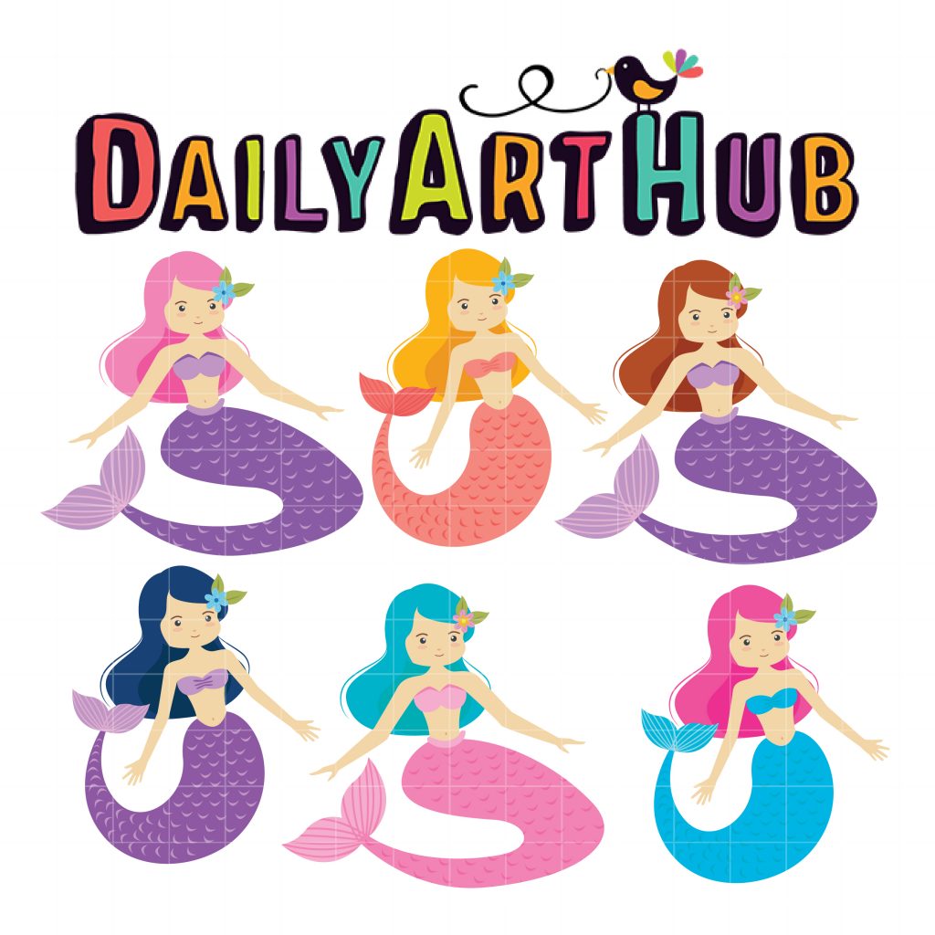 Beautiful Mermaid Collection Clip Art Set – Daily Art Hub // Graphics ...