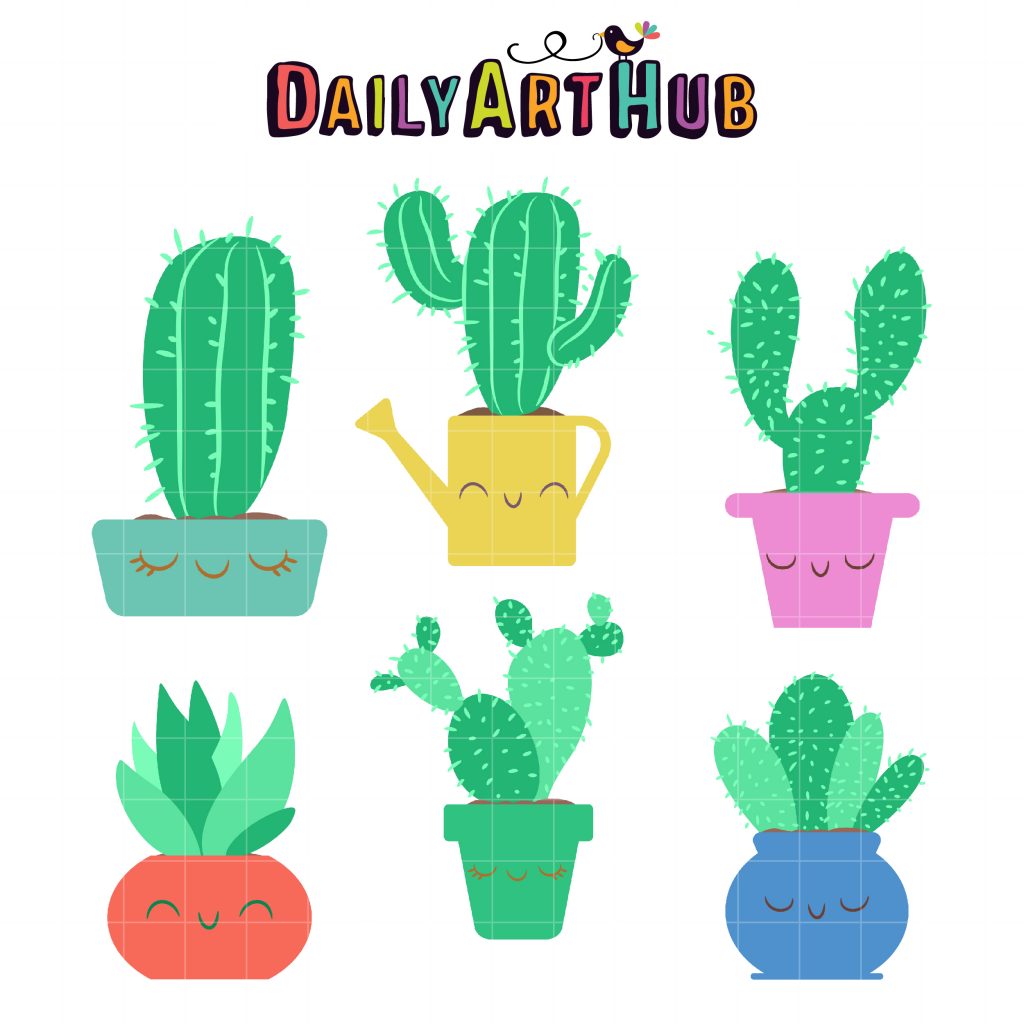 Kawaii Cactus Collection Clip Art Set – Daily Art Hub // Graphics ...