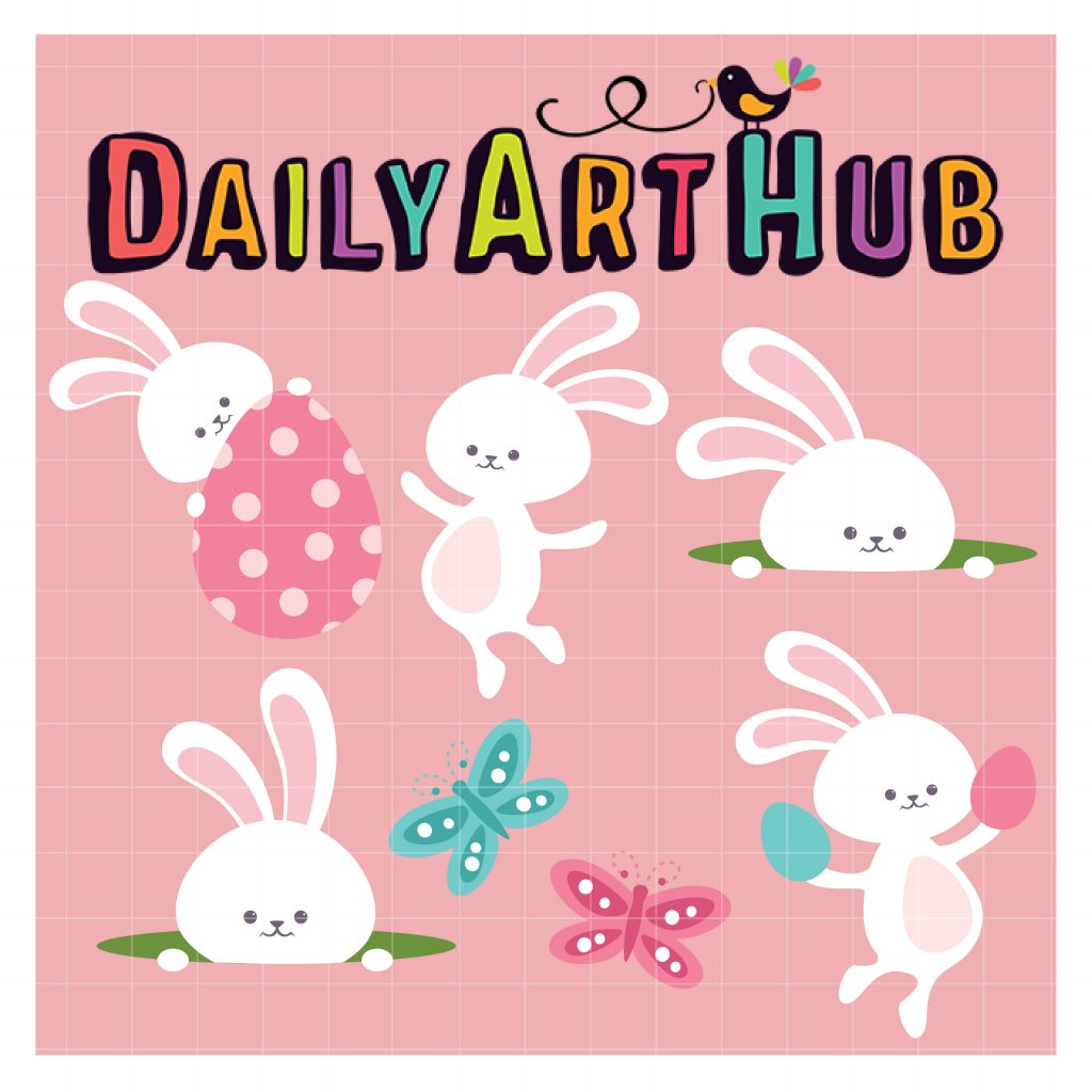 Playful Easter Bunny Clip Art Set – Daily Art Hub // Graphics ...