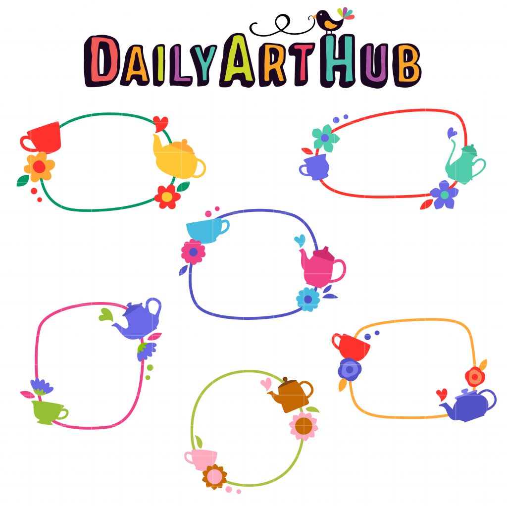 Tea Time Frames Clip Art Set – Daily Art Hub // Graphics, Alphabets & SVG