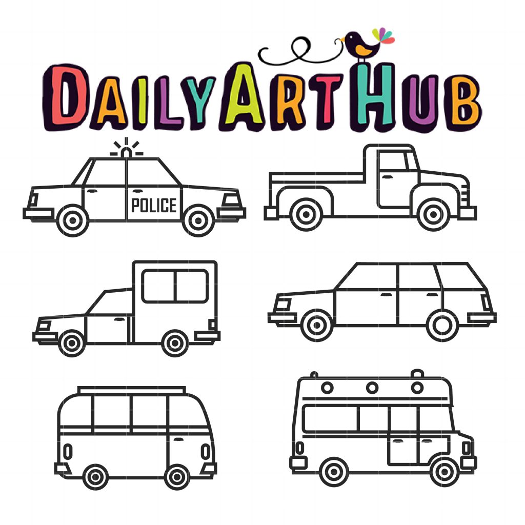 Car and Vehicle Outline Clip Art Set – Daily Art Hub // Graphics ...