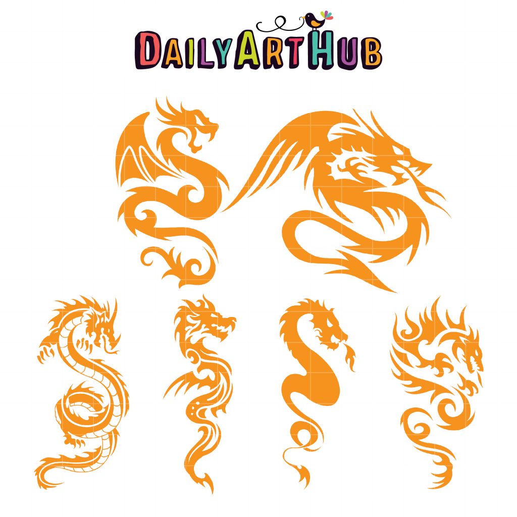 Golden Dragon Clip Art Set – Daily Art Hub // Graphics, Alphabets & SVG