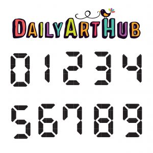 Digital Clock Numbers Clip Art Set – Daily Art Hub // Graphics ...