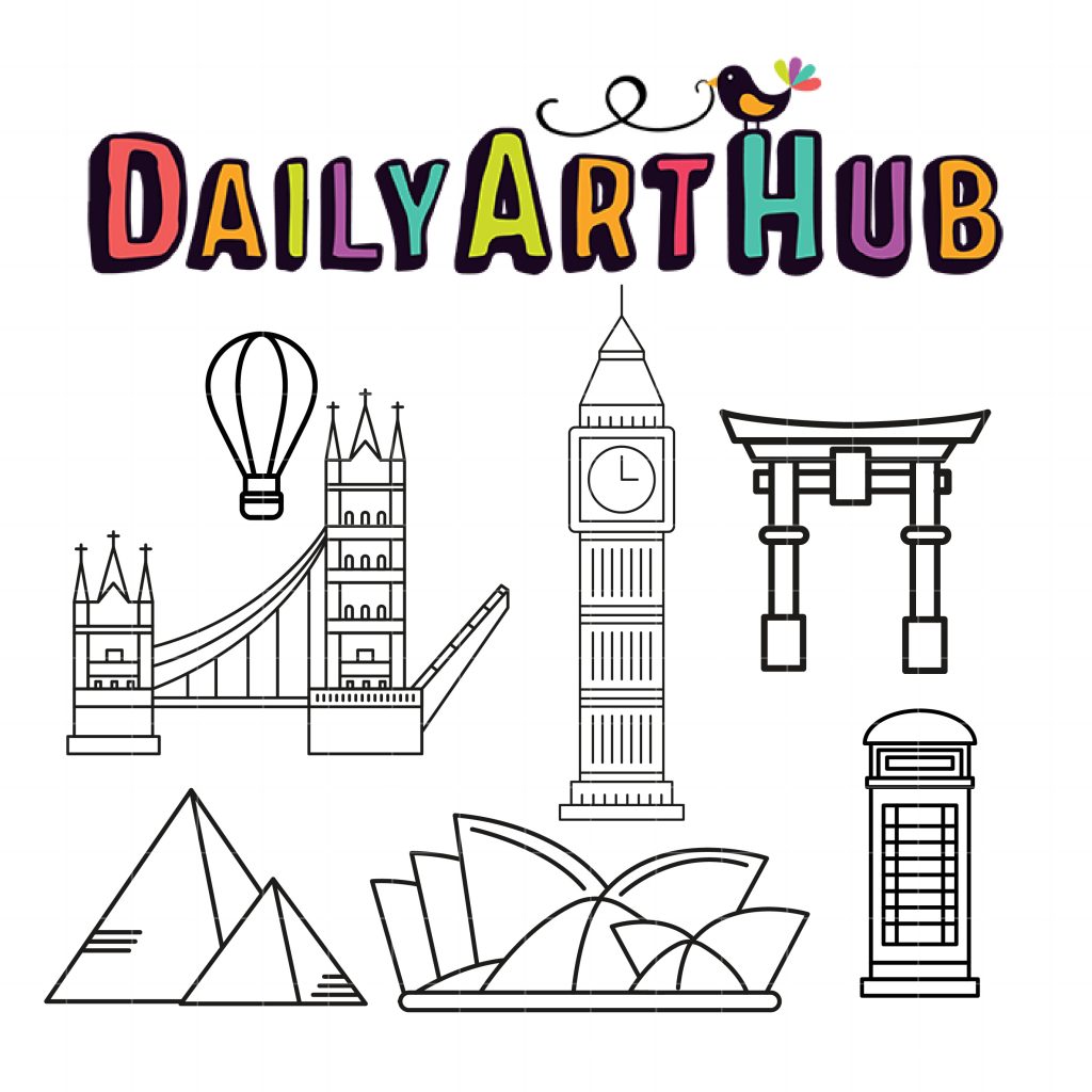 Travel Outline Clip Art Set – Daily Art Hub // Graphics, Alphabets & SVG