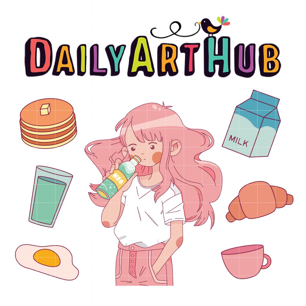 Breakfast Girl Lineart Clip Art Set – Daily Art Hub // Graphics ...