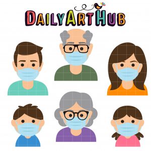 Family Wearing Face Mask Clip Art Set – Daily Art Hub // Graphics ...