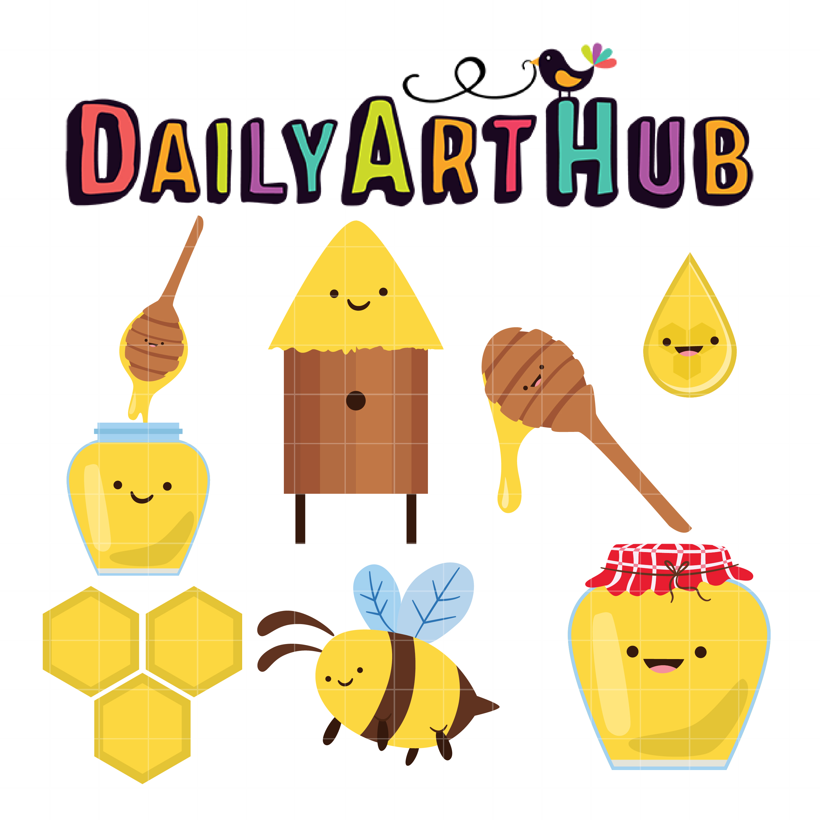 Cute Honey Bees Clip Art Set Daily Art Hub