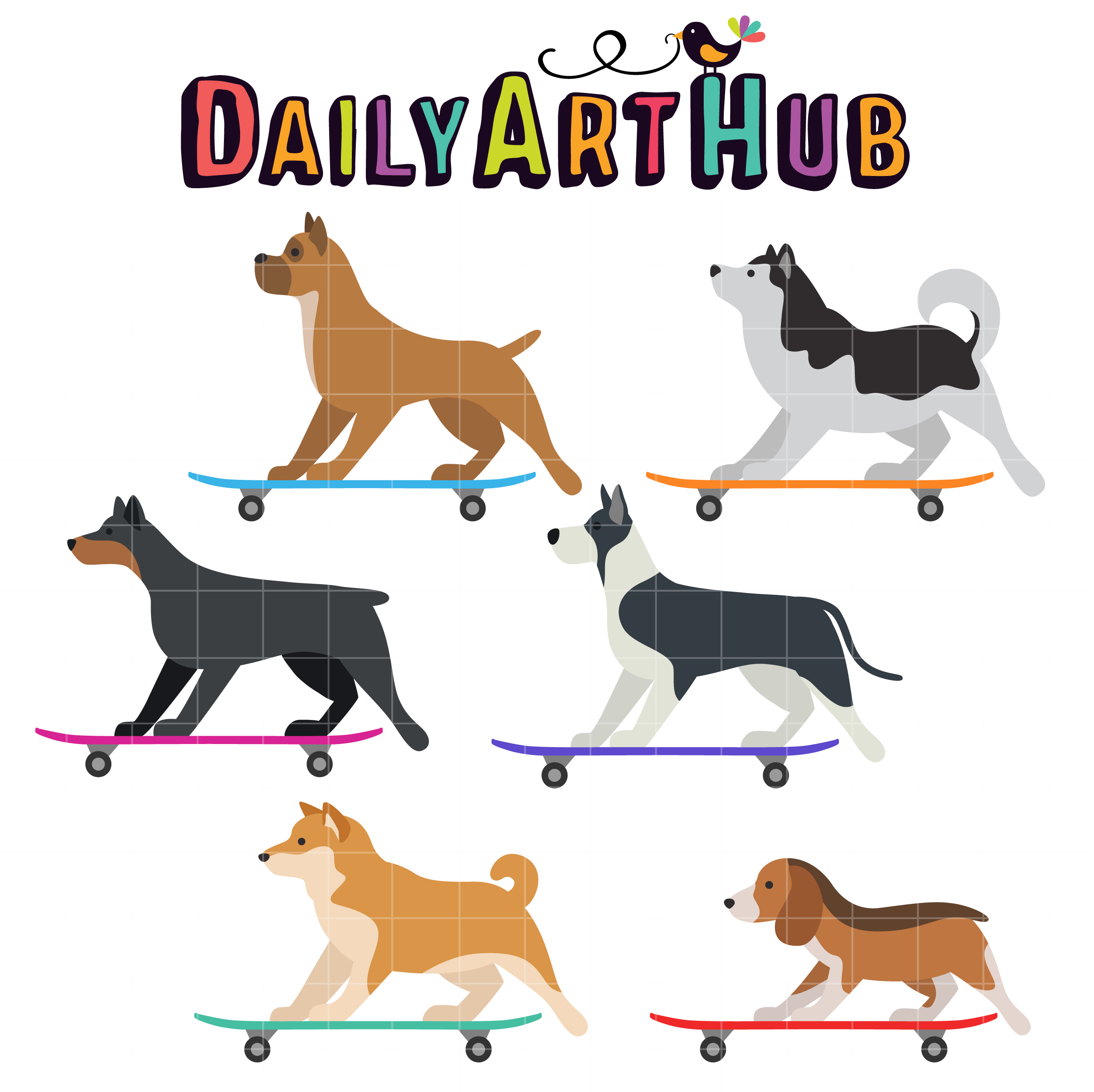Skateboard Doggies Clip Art Set – Daily Art Hub – Free Clip Art Everyday