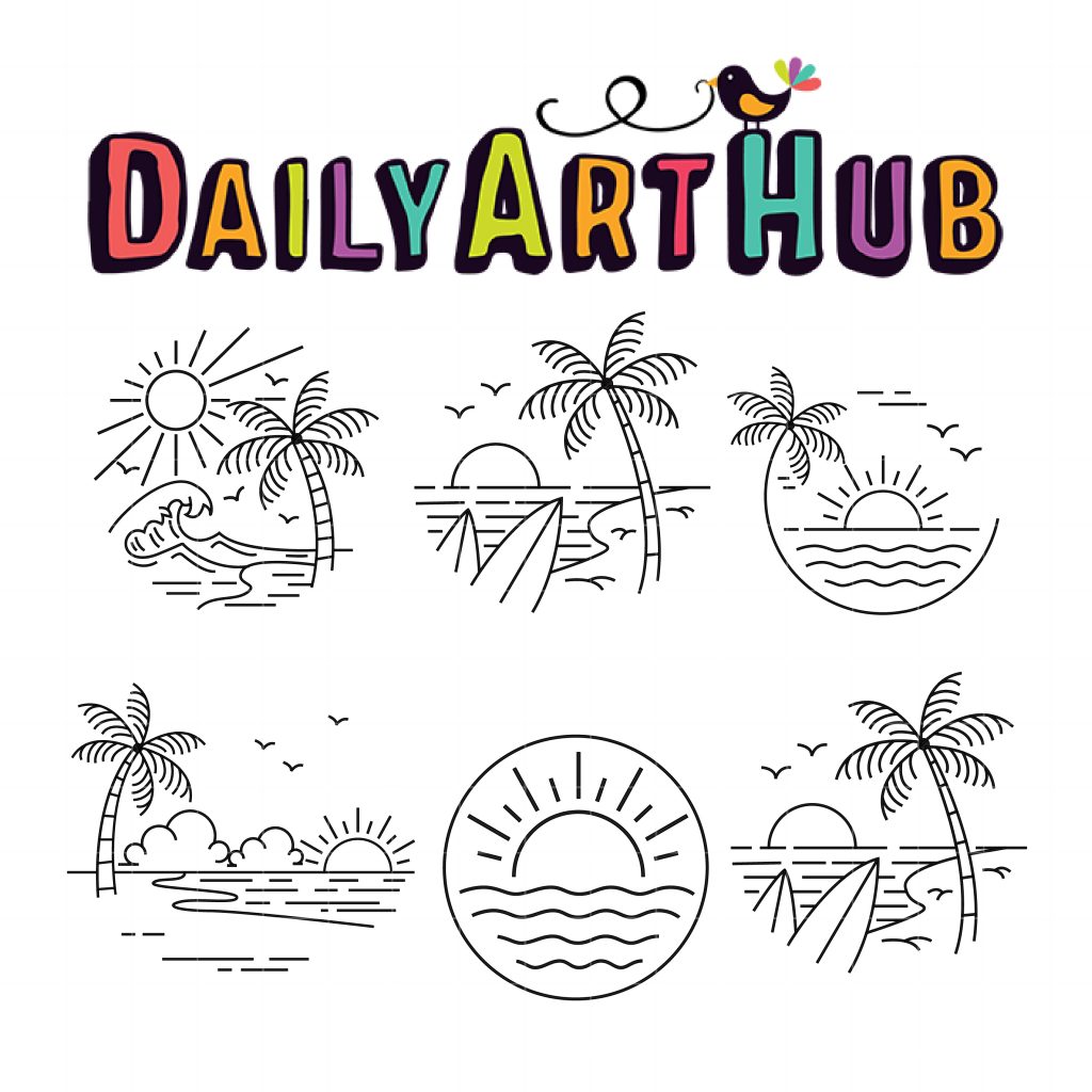 Summer Outline Badge Clip Art Set – Daily Art Hub // Graphics ...