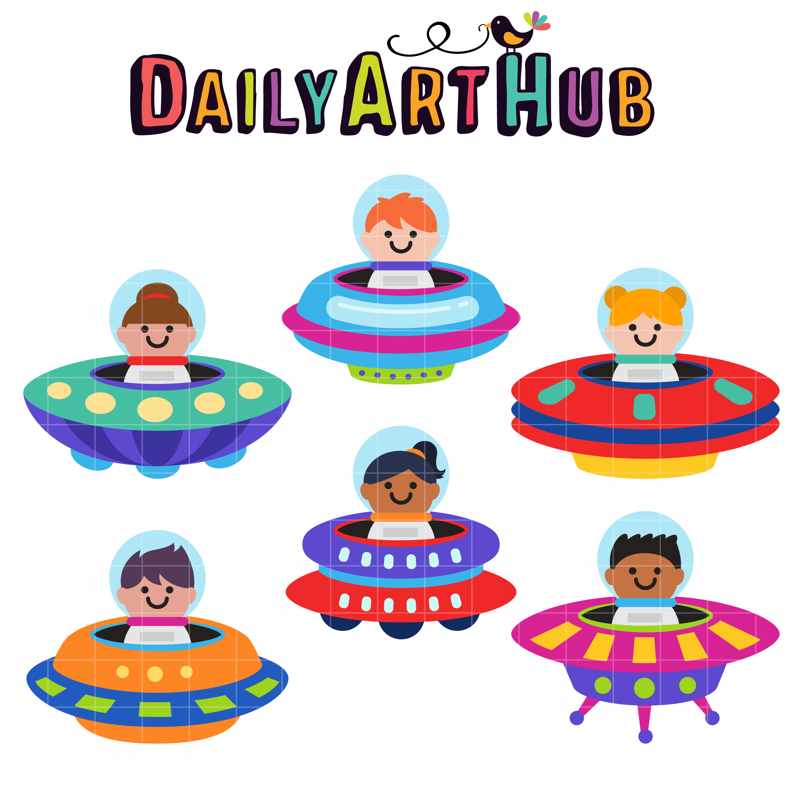 UFO Kids Clip Art Set – Daily Art Hub – Free Clip Art Everyday