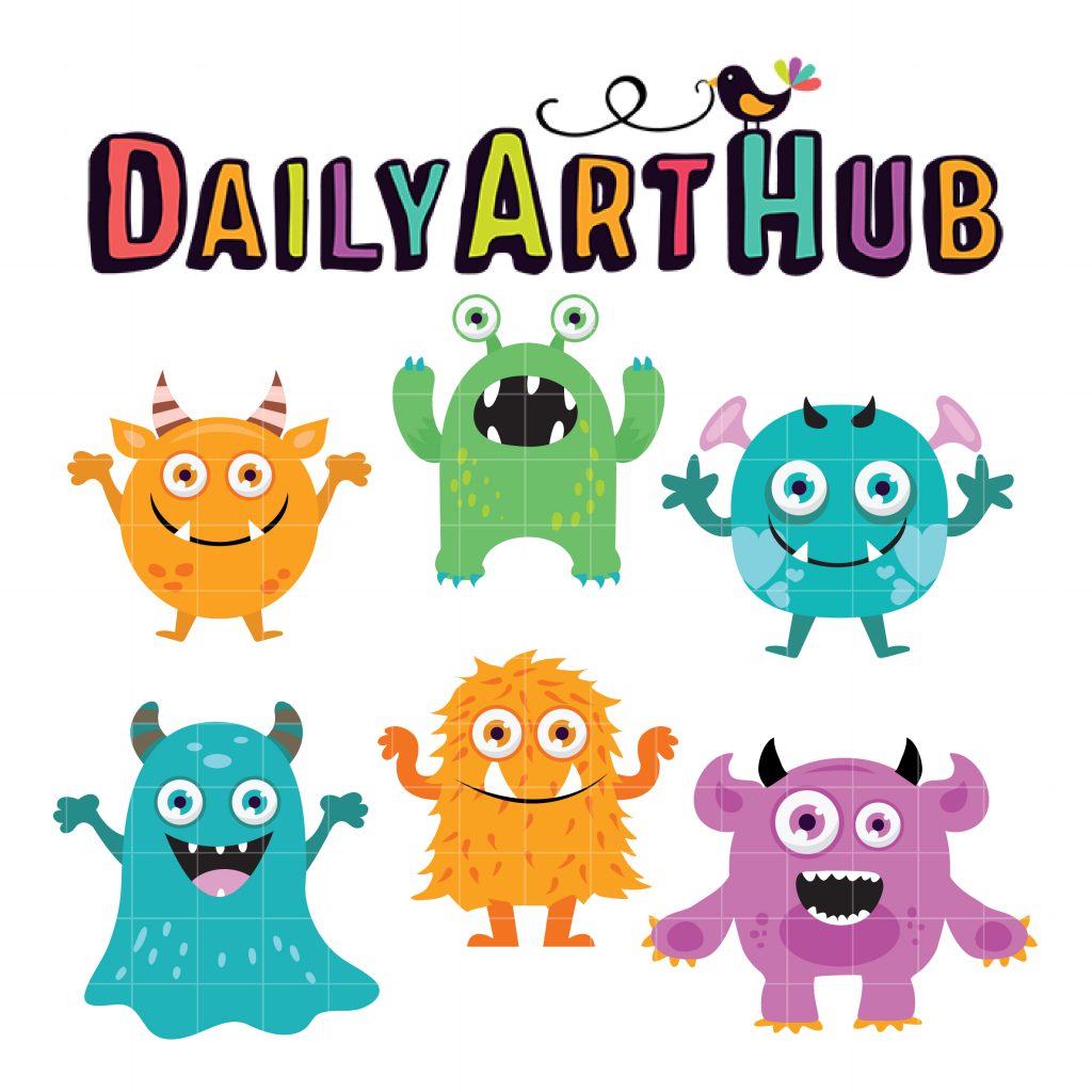 Colorful Spooky Monsters Clip Art Set – Daily Art Hub // Graphics ...