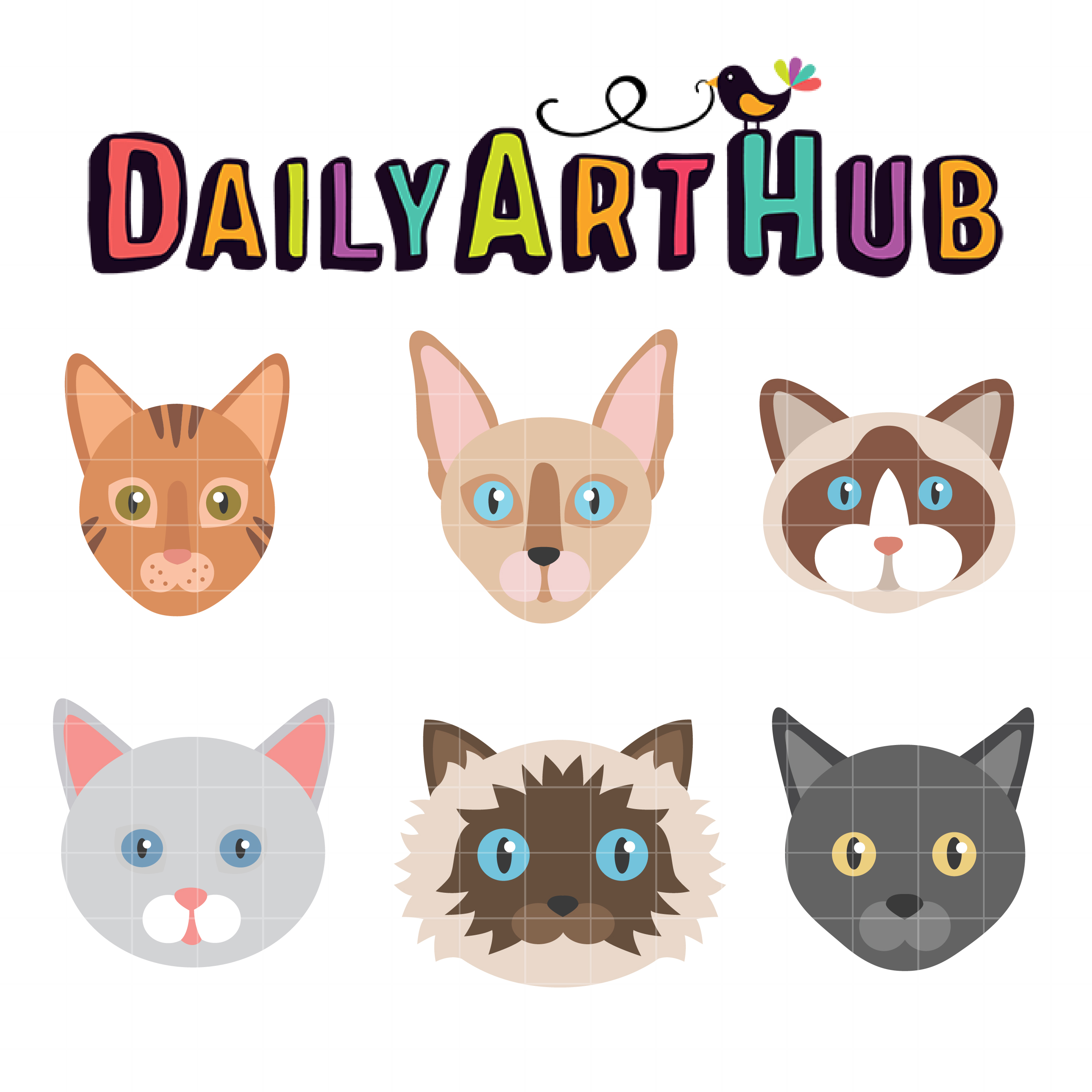 Cute Cats Faces Clip Art Set – Daily Art Hub – Free Clip Art Everyday