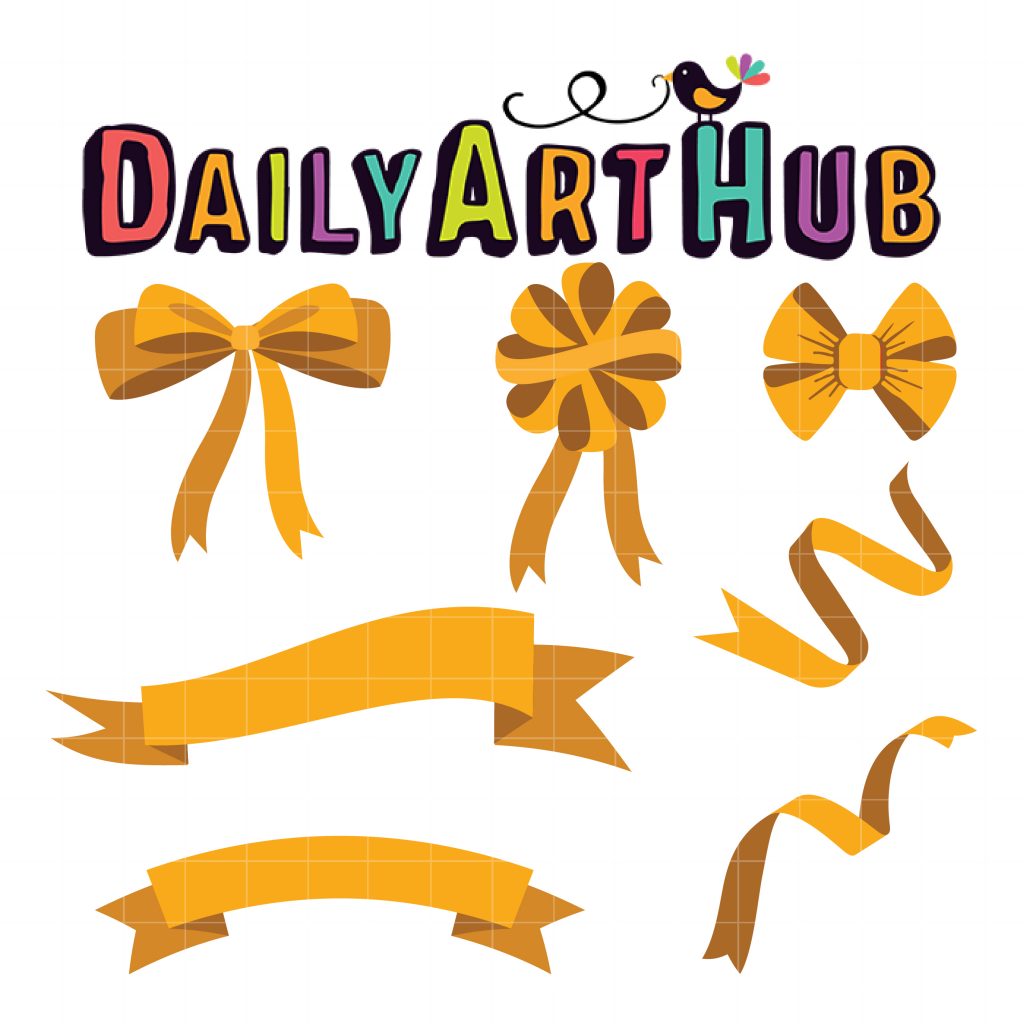 Gold Ribbons Clip Art Set – Daily Art Hub // Graphics, Alphabets & SVG