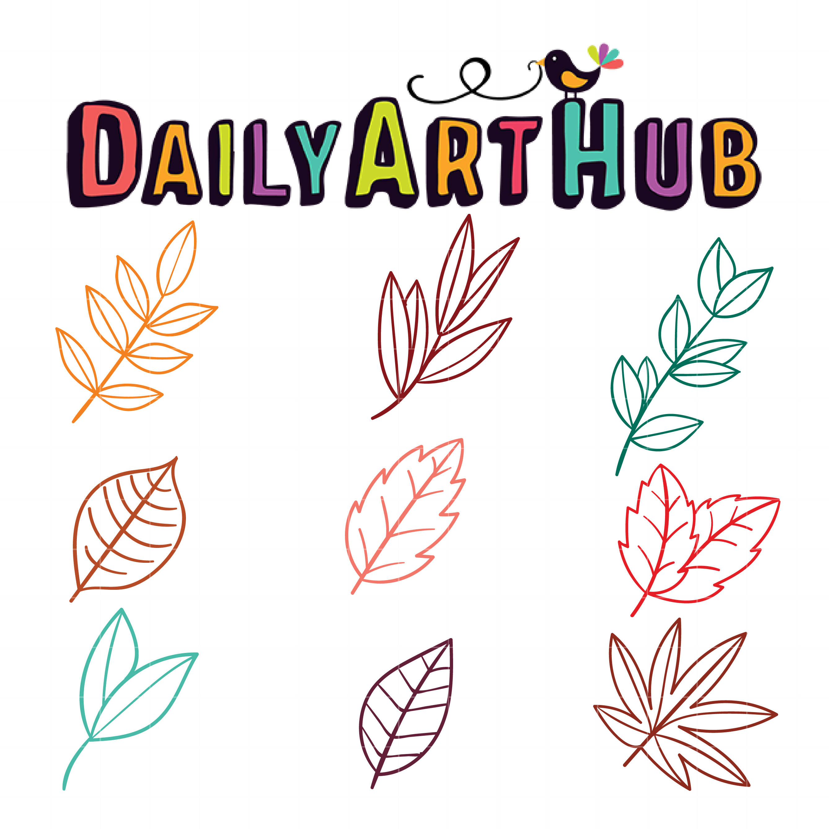 Autumn Leaves Outline Sketch Clip Art Set – Daily Art Hub – Free Clip ...
