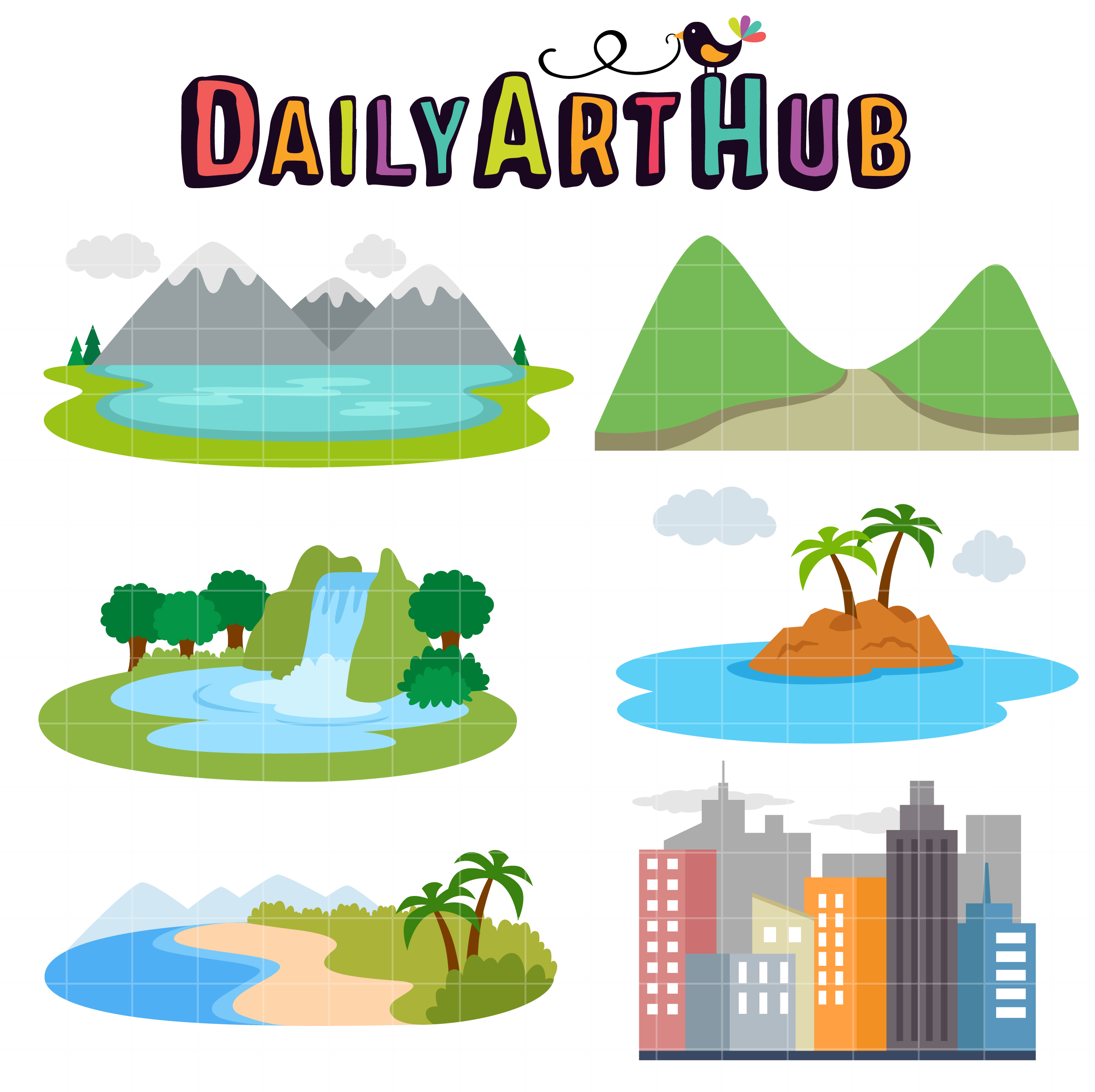 Various Landscapes Clip Art Set – Daily Art Hub – Free Clip Art Everyday