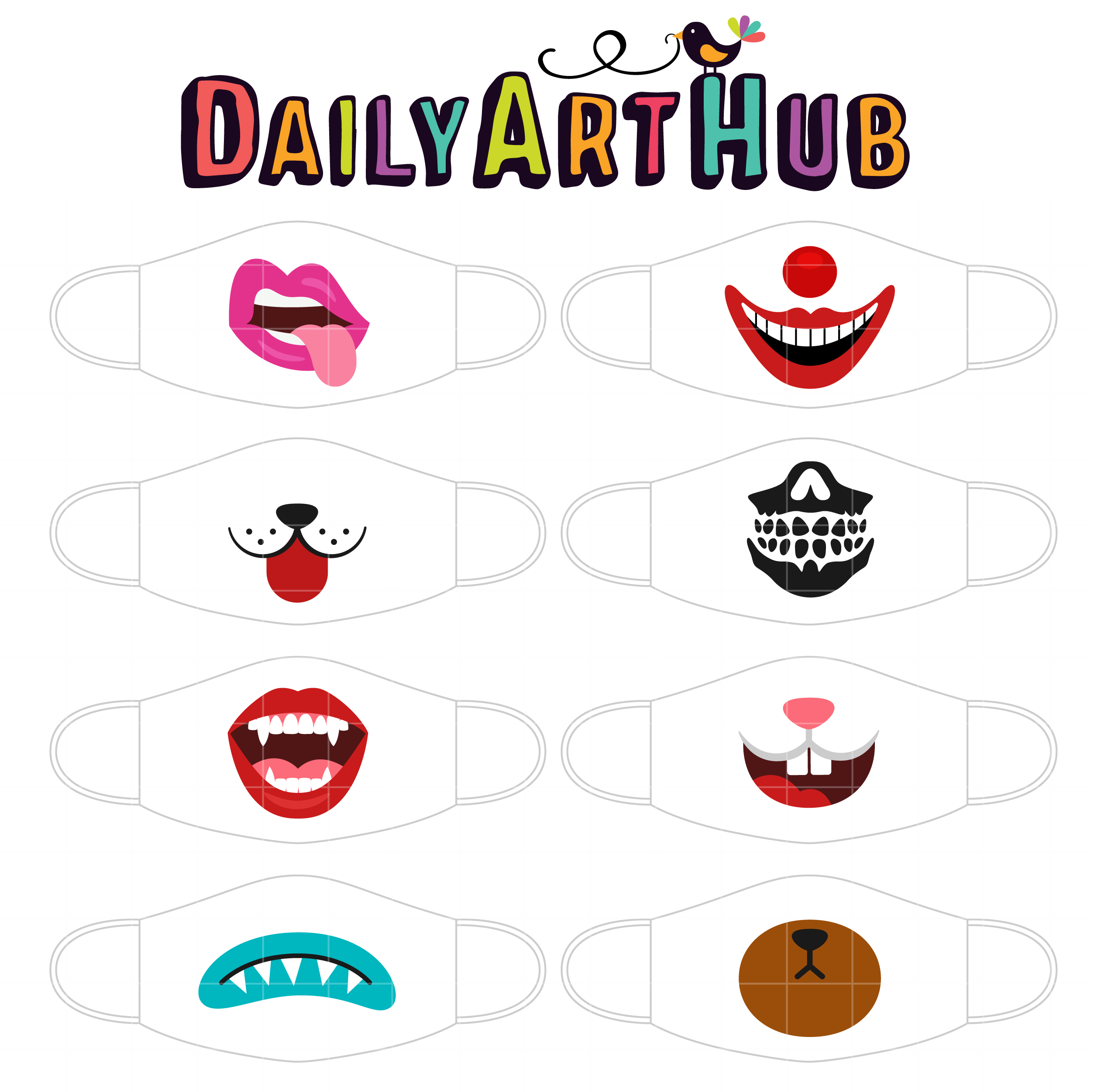 Silly Mouth Face Mask Clip Art Set – Daily Art Hub – Free Clip Art Everyday