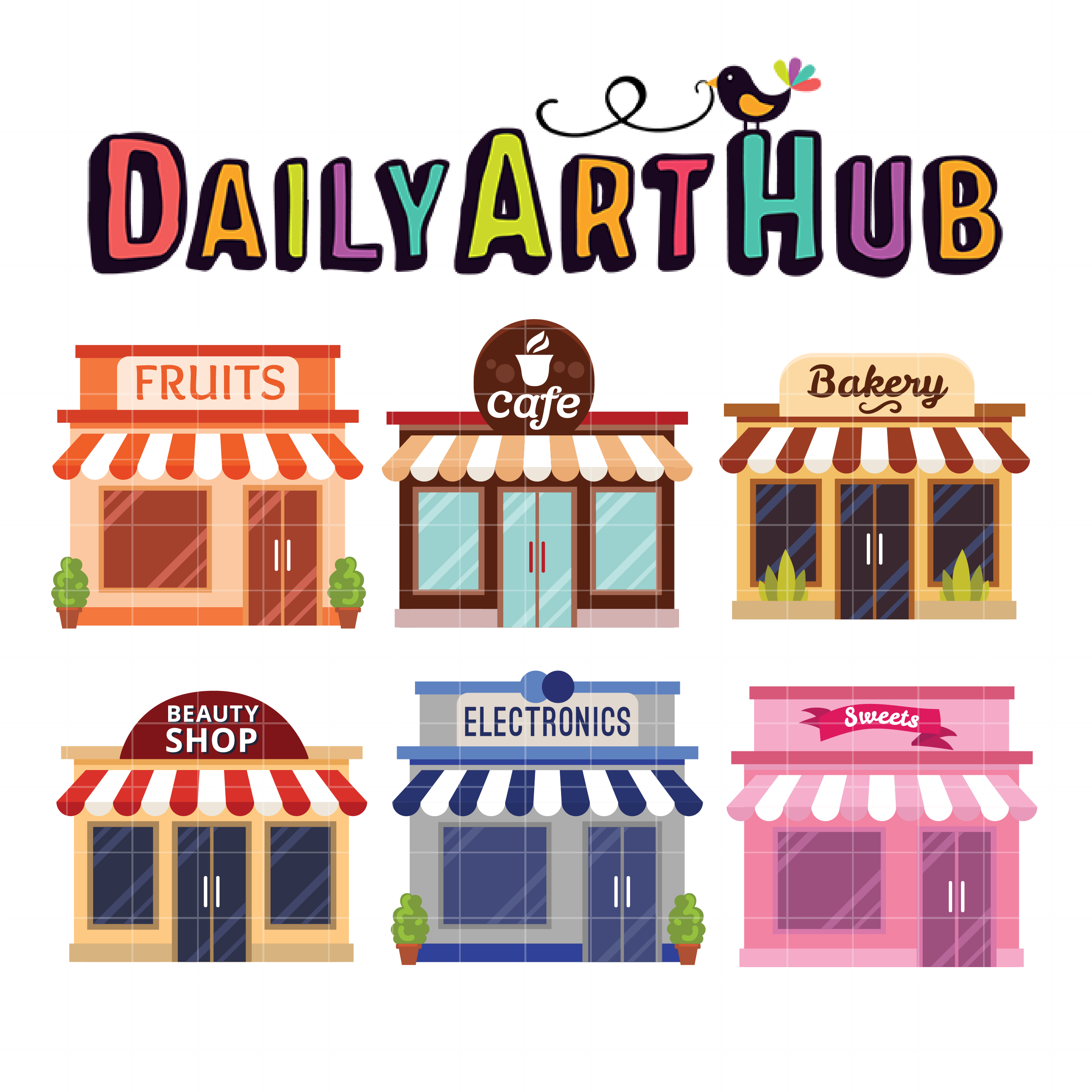 Store Building Collection Clip Art Set – Daily Art Hub – Free Clip Art ...
