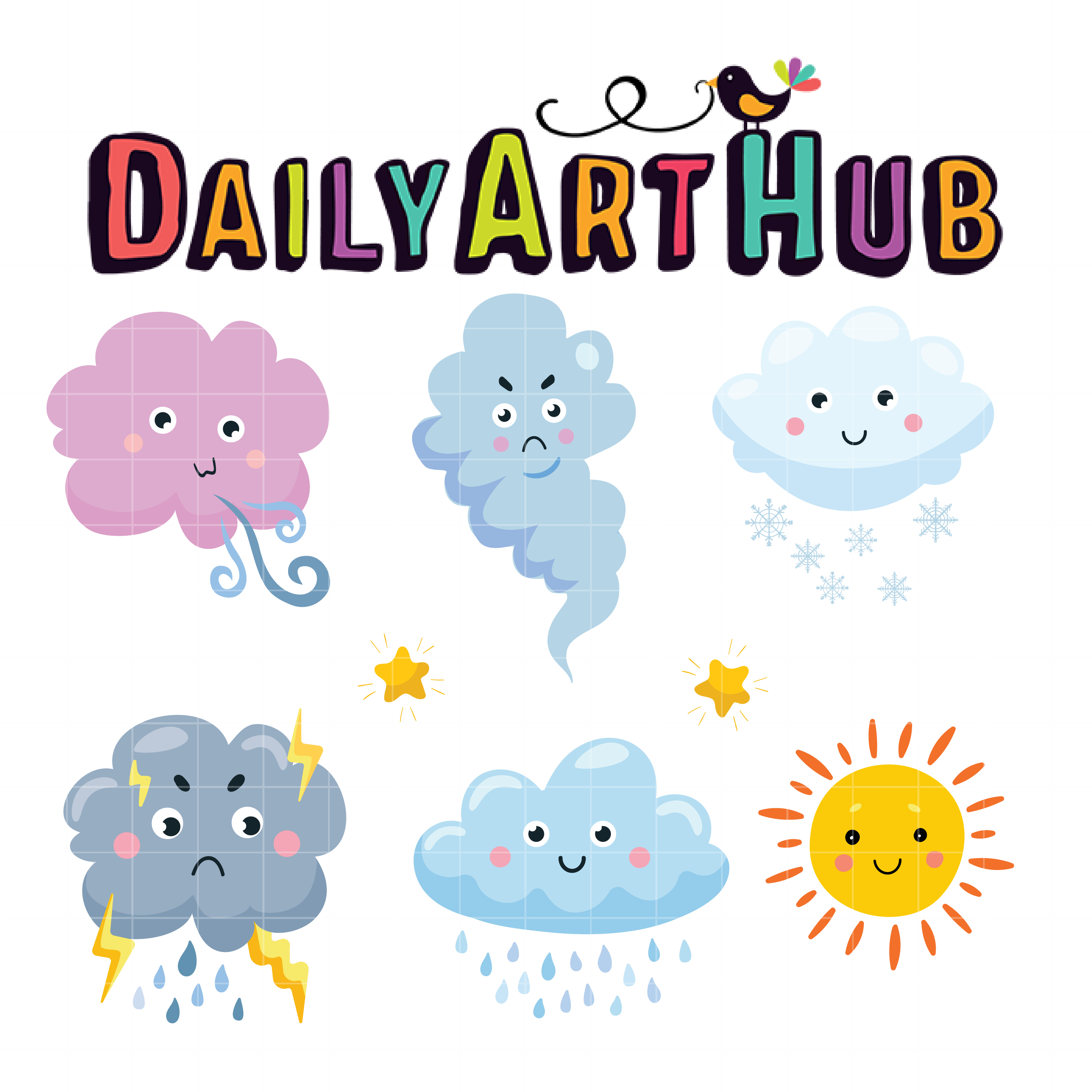 Cute Weather Emoticons Clip Art Set – Daily Art Hub – Free Clip Art ...