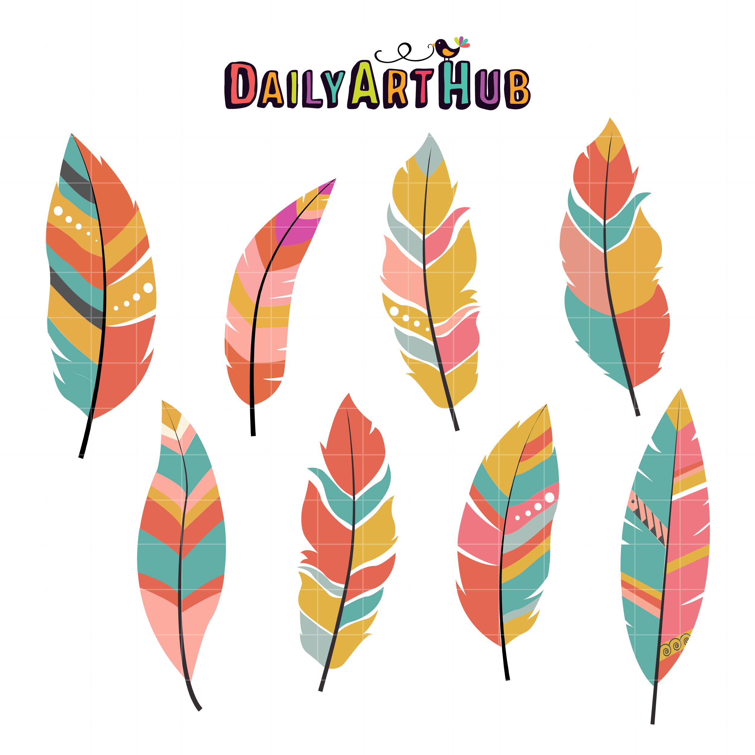 Boho Feathers Clip Art Set – Daily Art Hub – Free Clip Art Everyday