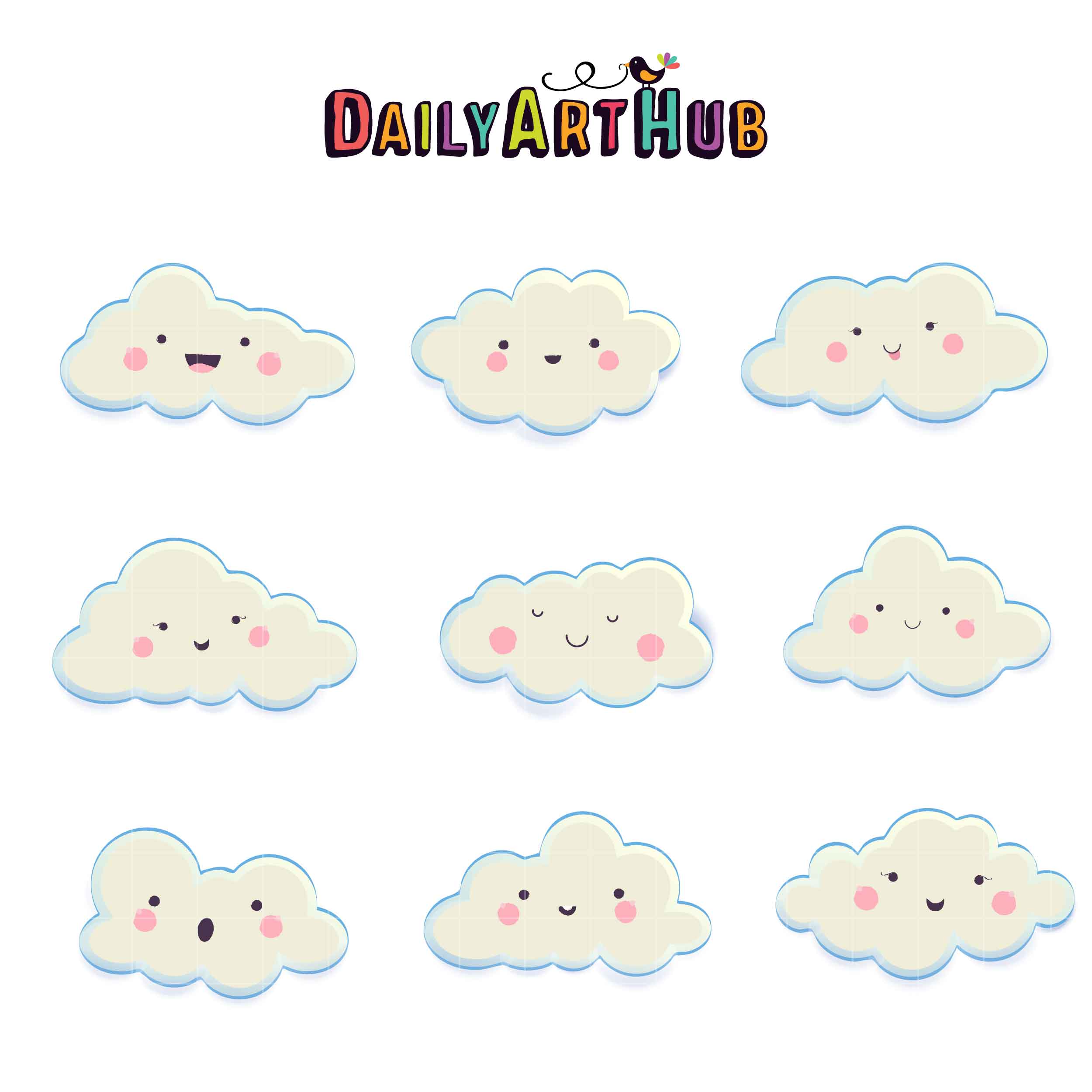 White Fluffy Clouds Clip Art Set – Daily Art Hub – Free Clip Art Everyday