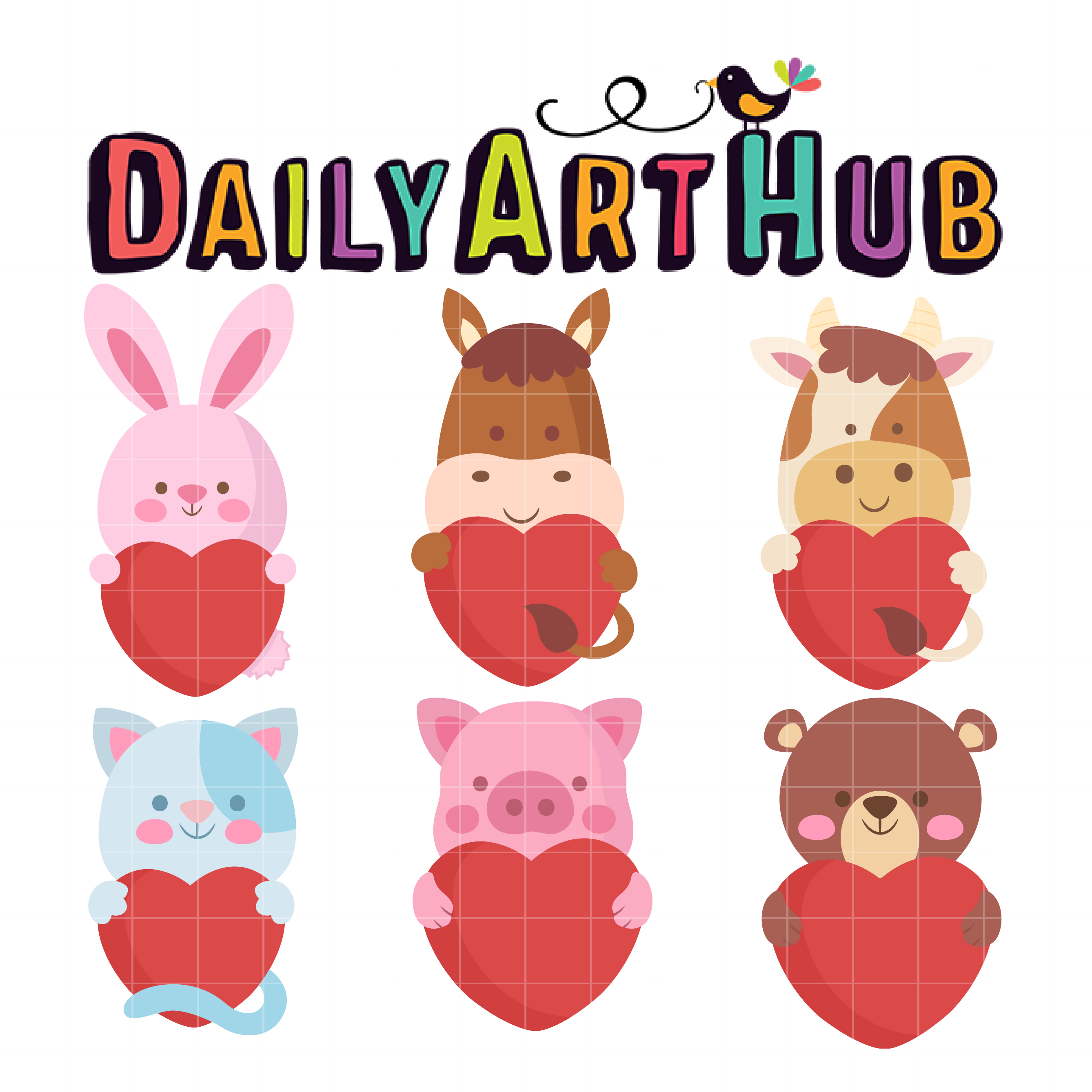 Cute Animals Hugging Hearts Clip Art Set – Daily Art Hub – Free Clip ...