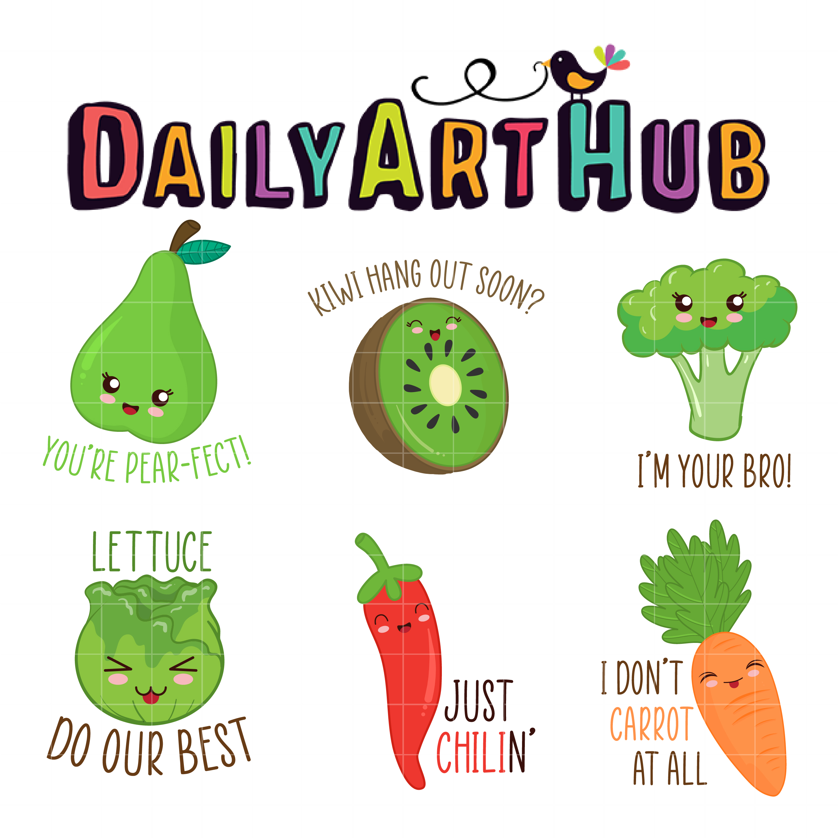 Cute Vegetable Puns Clip Art Set – Daily Art Hub – Free Clip Art Everyday