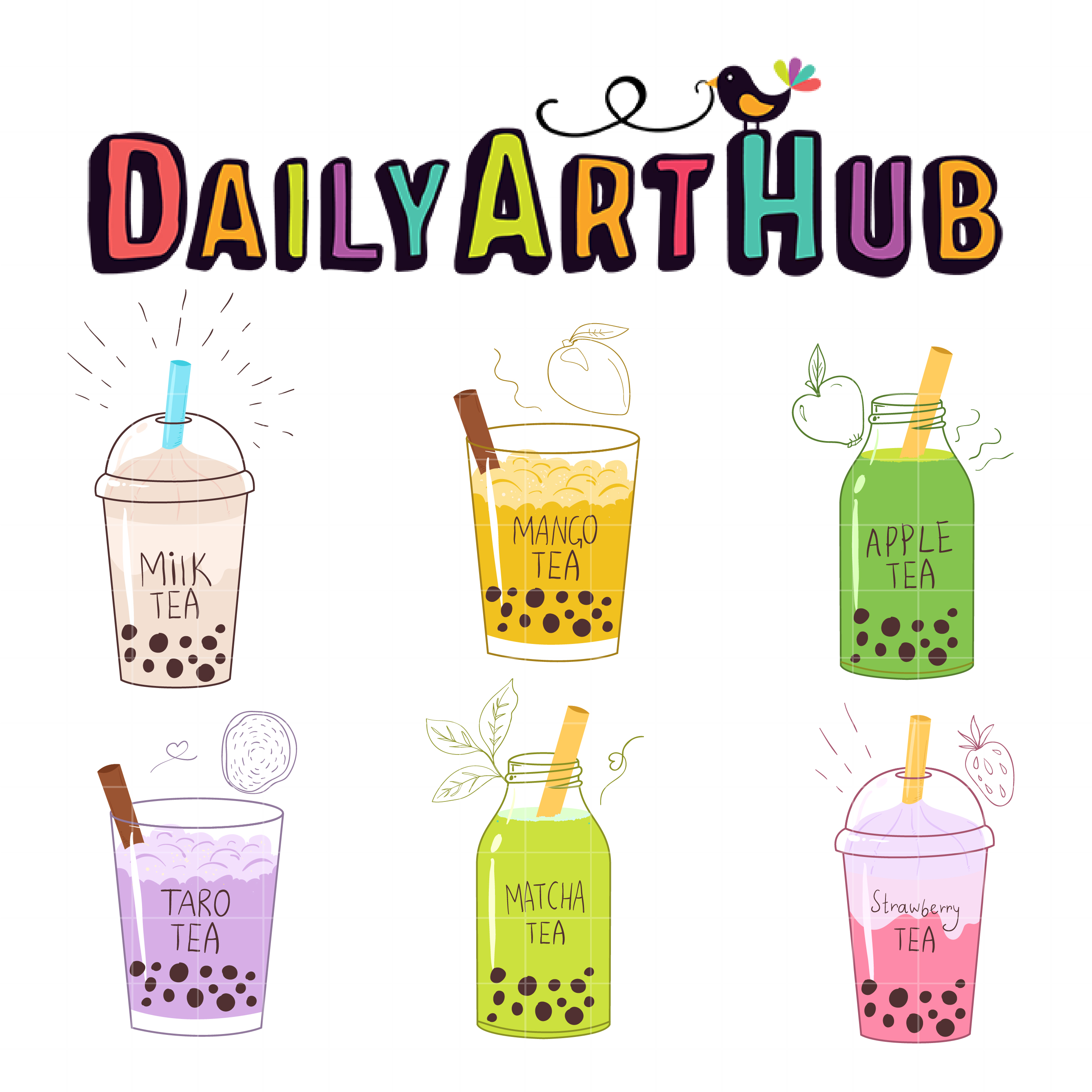 Bubble Tea Doodle – Daily Art Hub – Free Clip Art Everyday