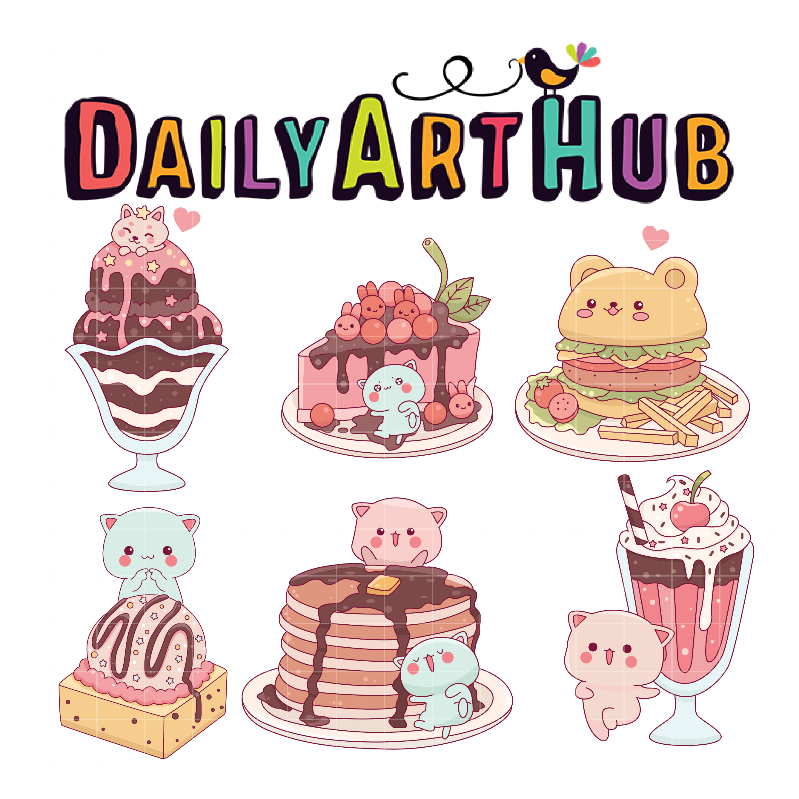 Cute Sweet Desserts Illustration stickers Clip Art Set – Daily Art Hub ...
