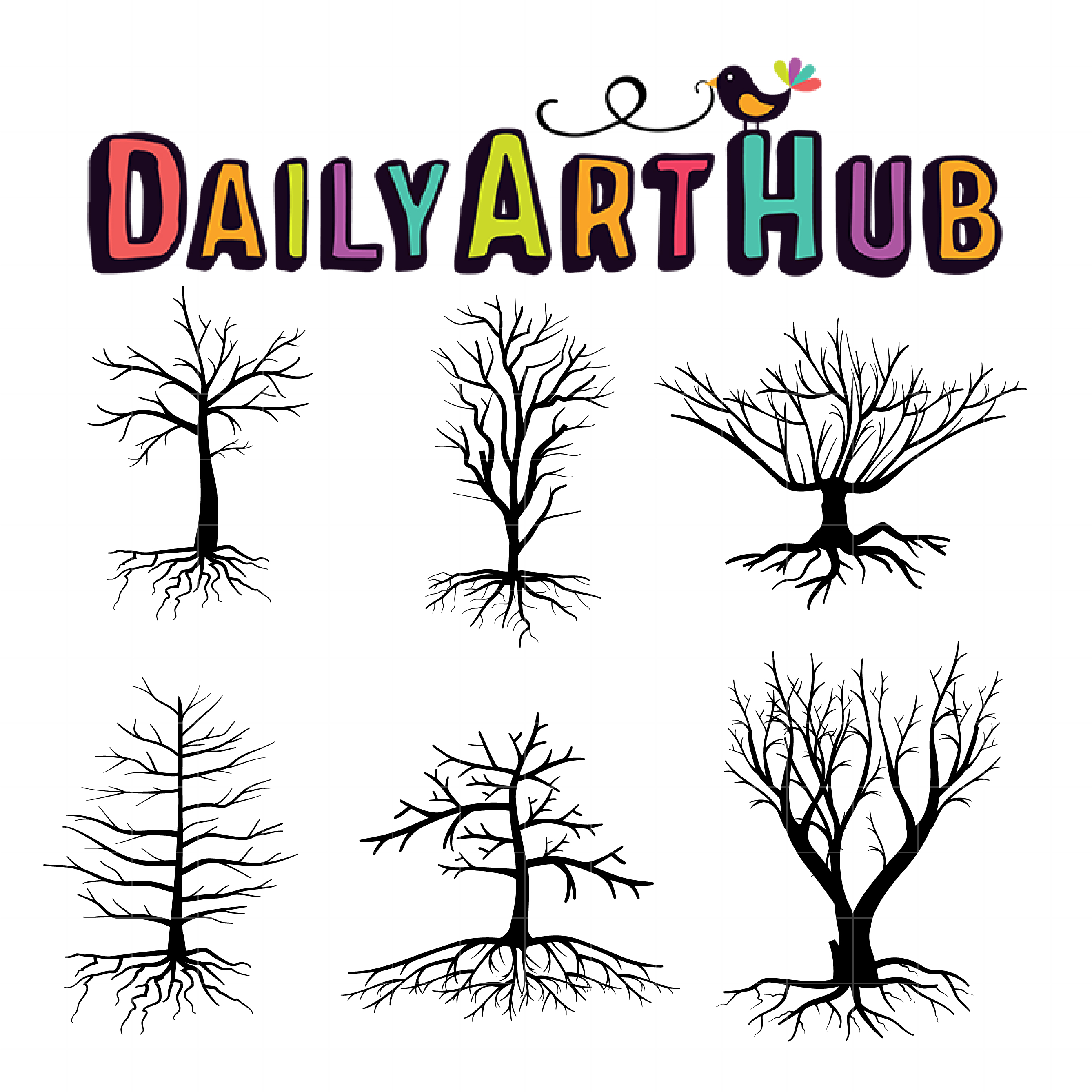 Bare Trees Silhouette Clip Art Set – Daily Art Hub – Free Clip Art Everyday