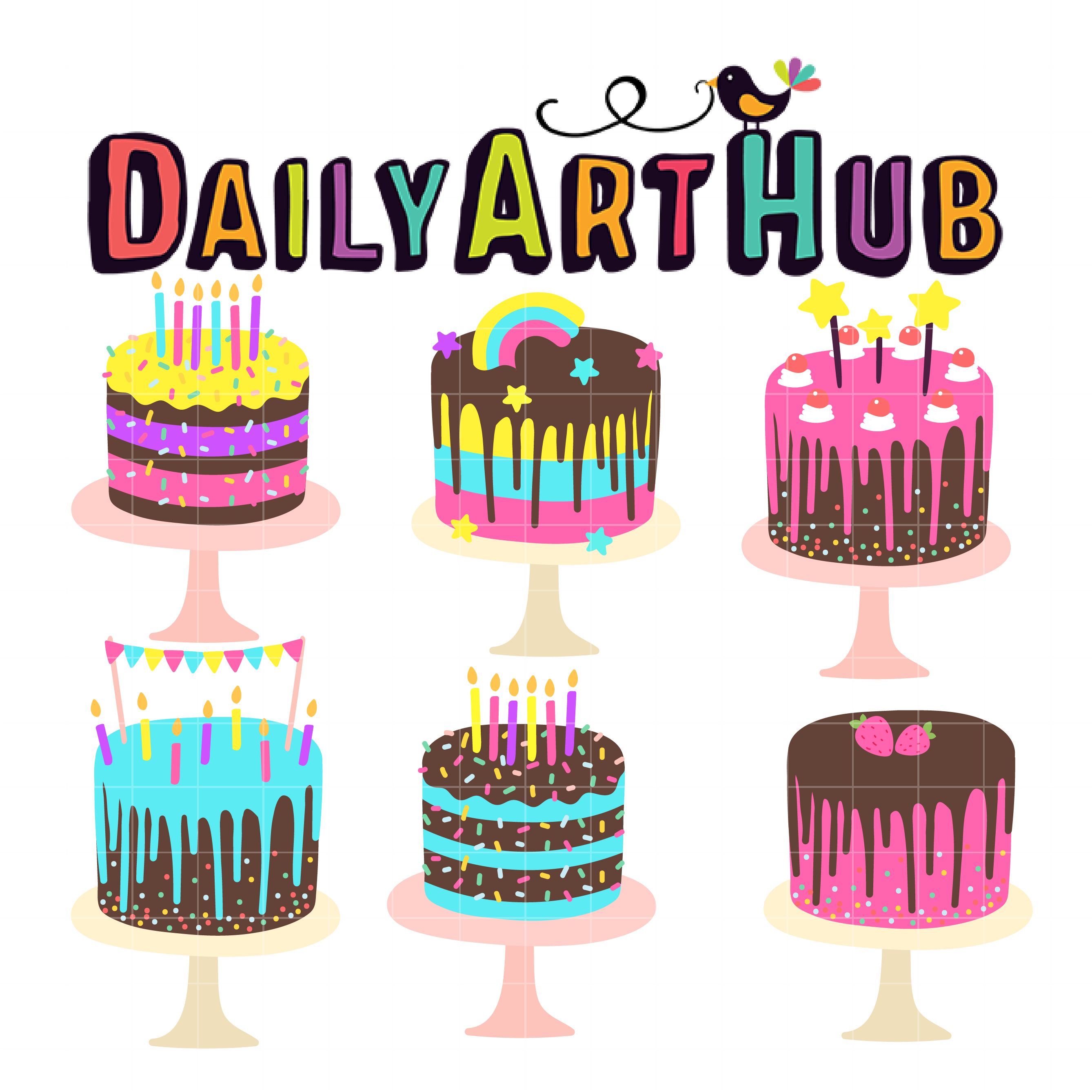 Fall Colors Birthday Cake Clip Art