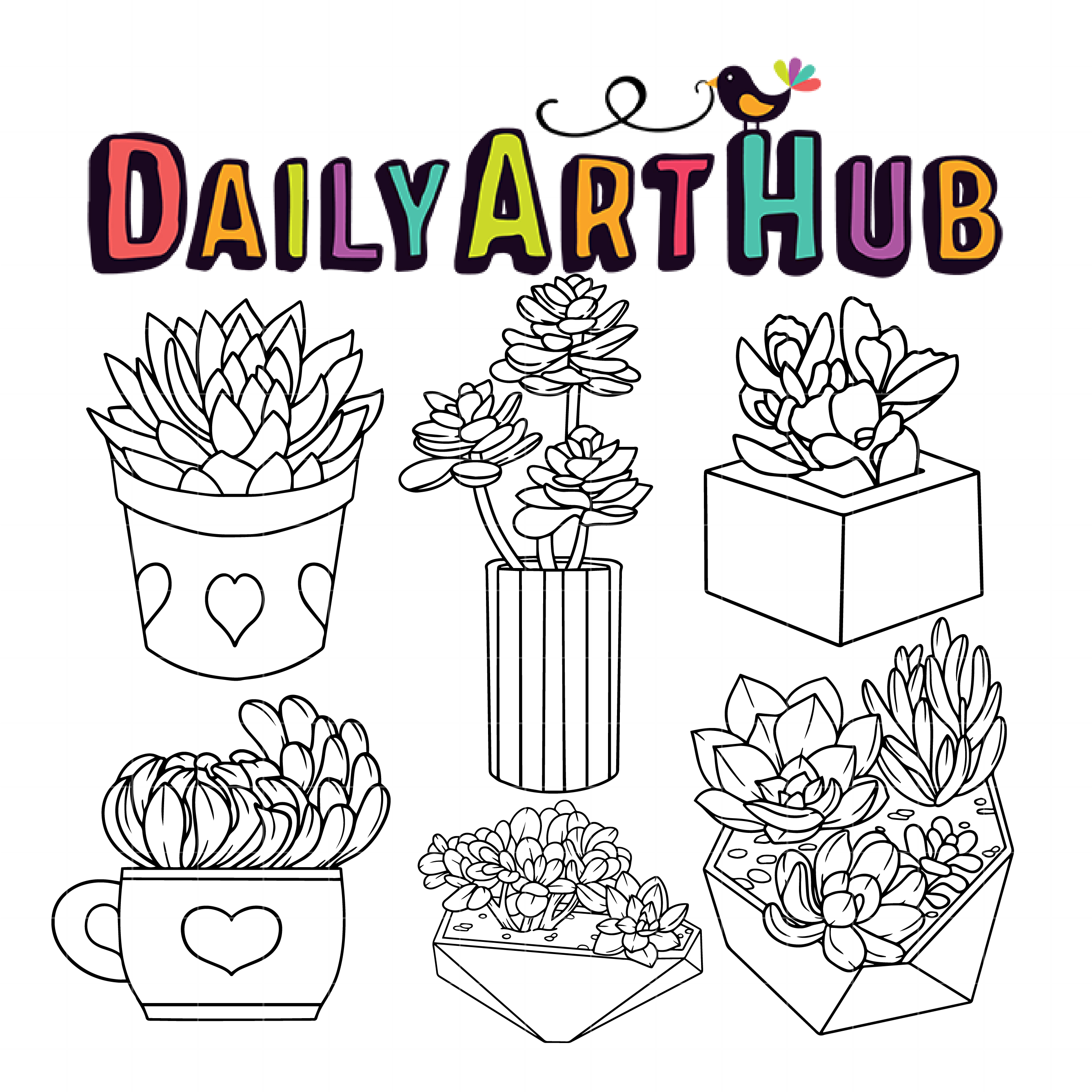 Outline Succulent Plants Clip Art Set – Daily Art Hub – Free Clip Art ...