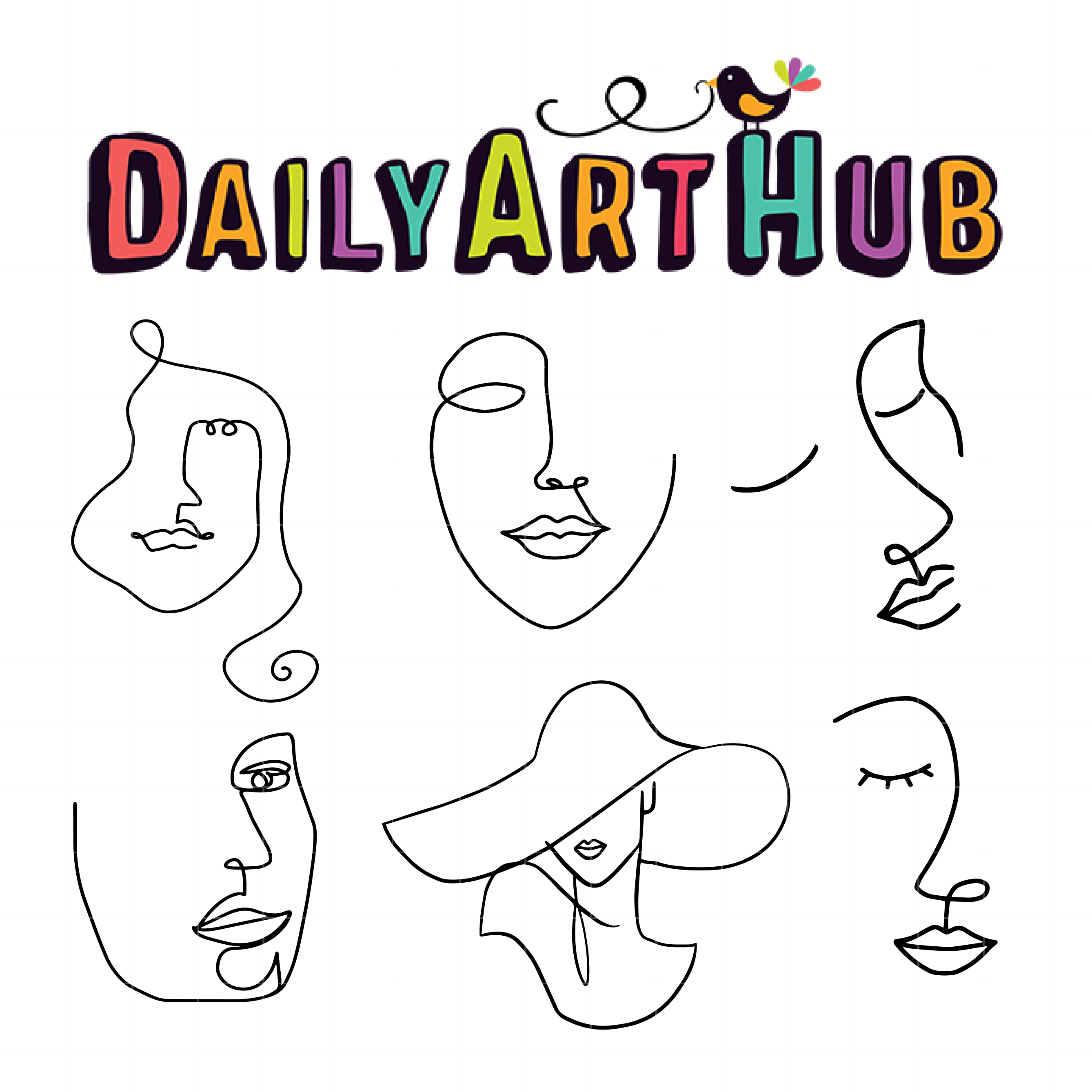 Minimalist Line Drawing Face Clip Art Set – Daily Art Hub – Free Clip ...