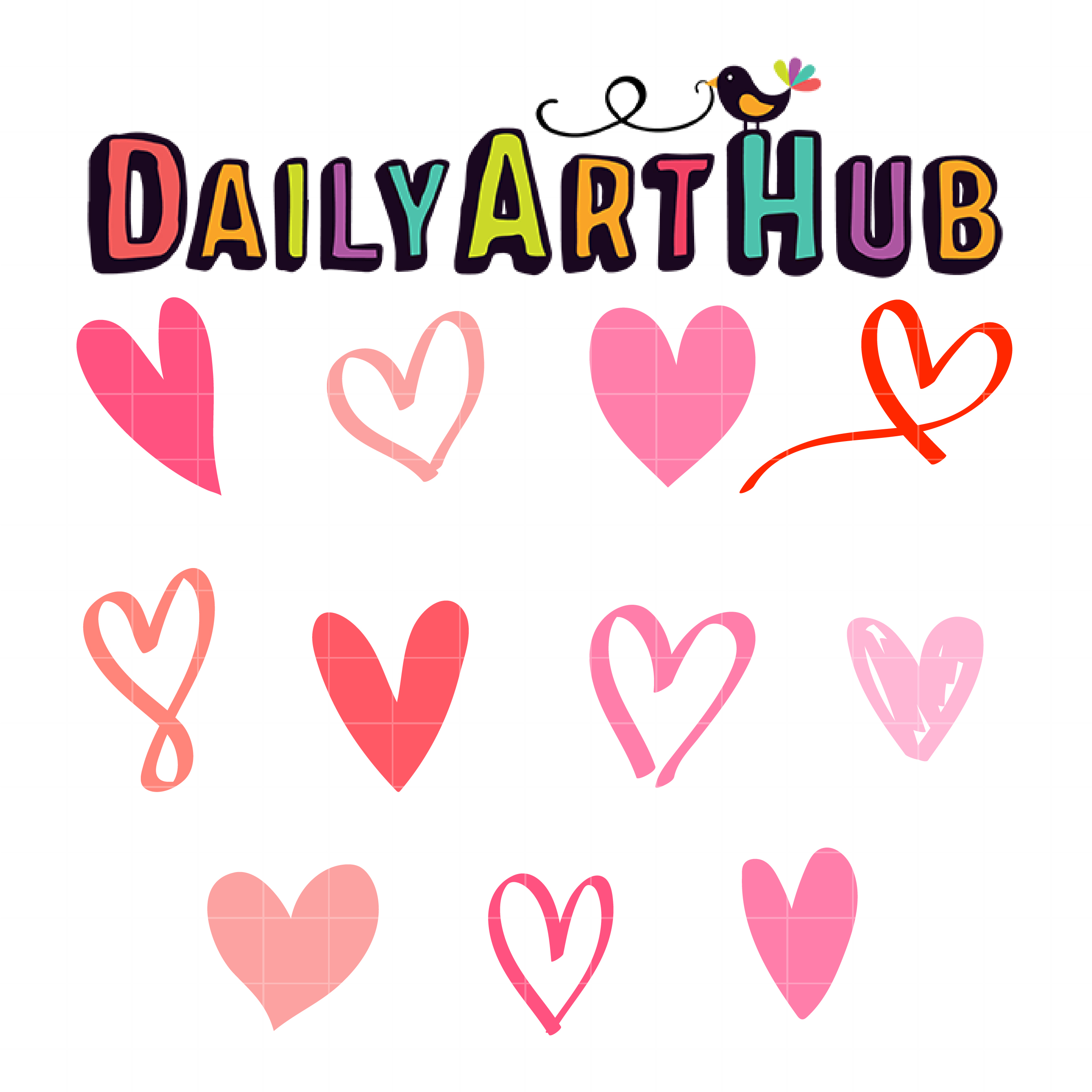 Pink Doodle Hearts Clip Art Set – Daily Art Hub – Free Clip Art Everyday
