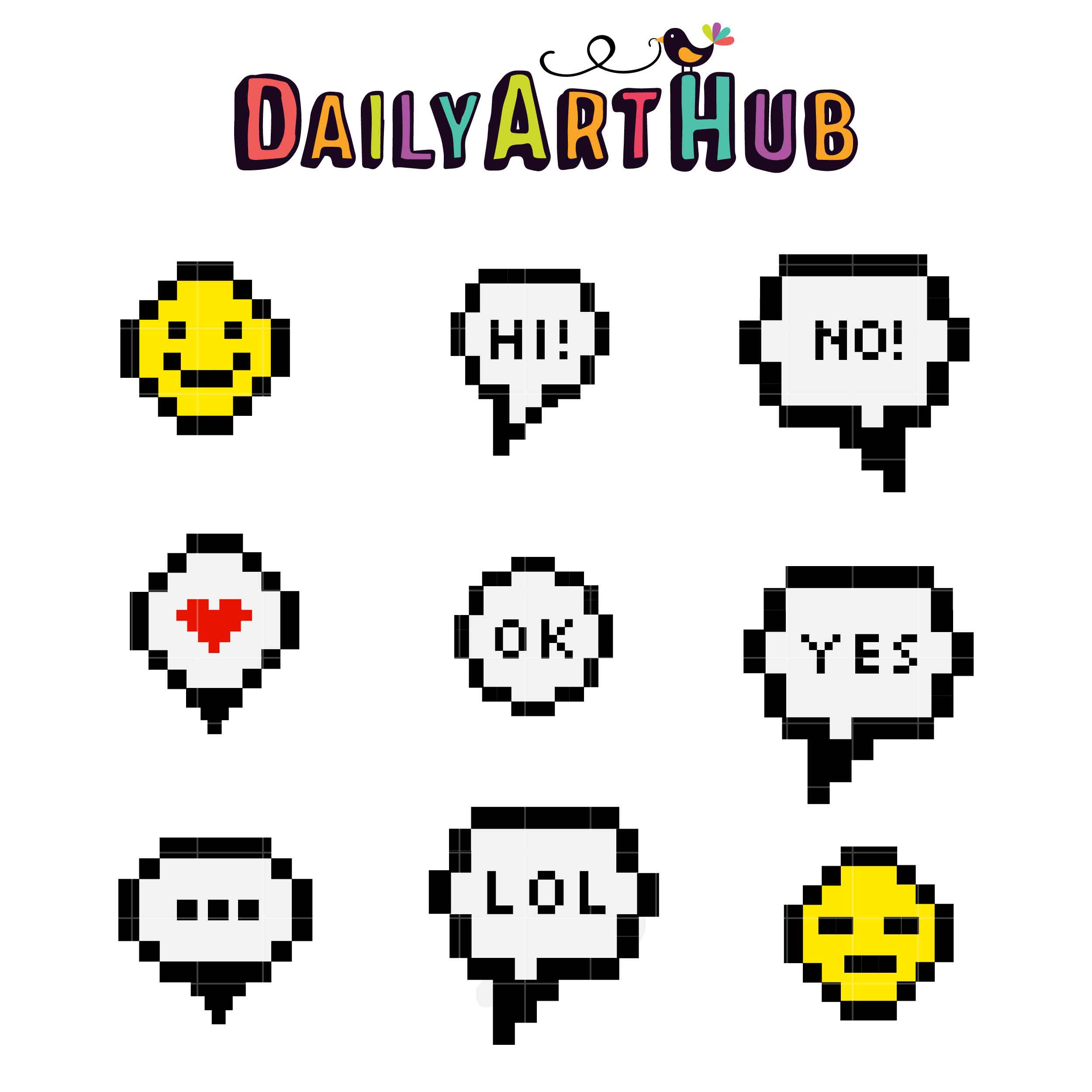 Pixel Bubbles Clip Art Set – Daily Art Hub – Free Clip Art Everyday
