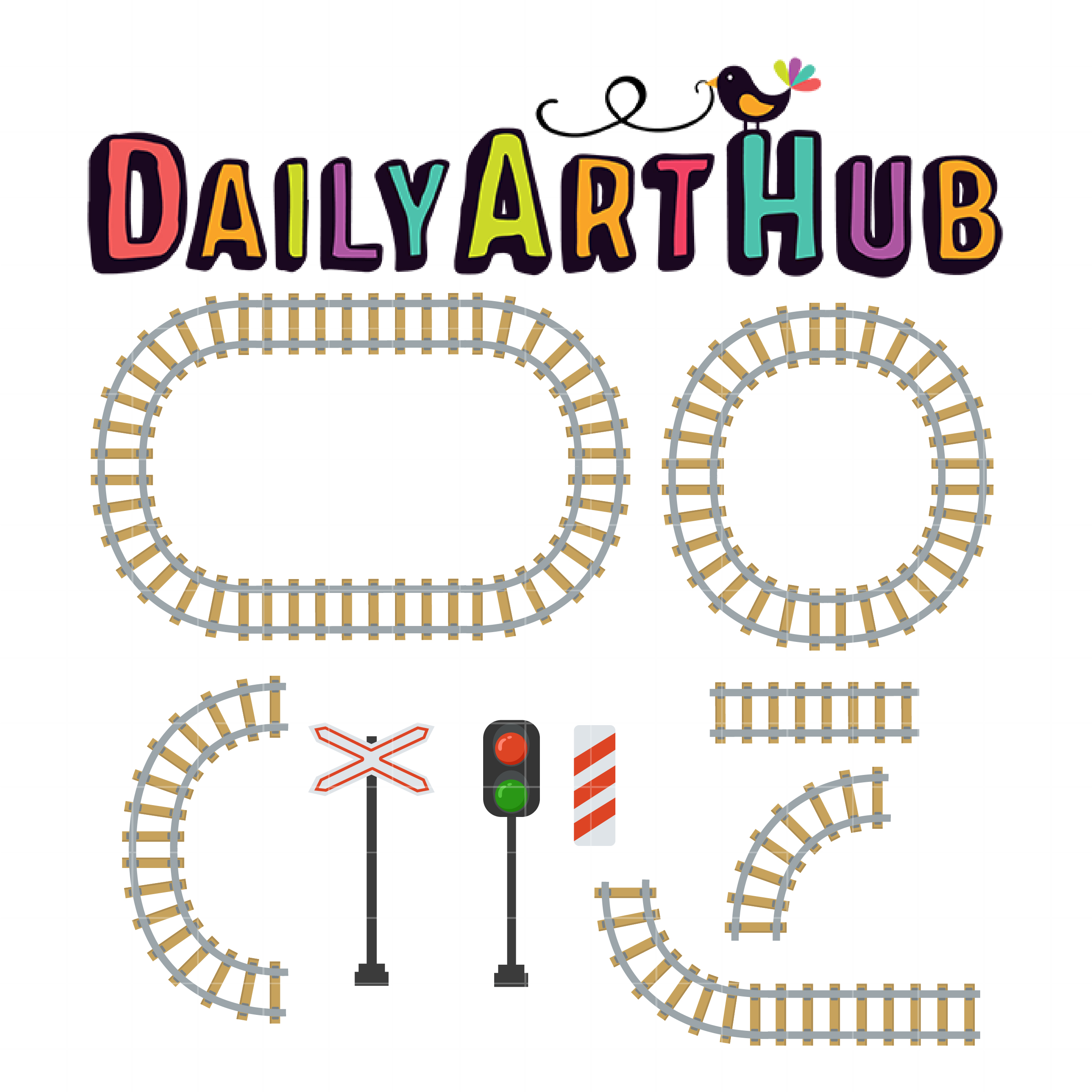 Railroad and Railway Tracks Clip Art Set – Daily Art Hub – Free Clip ...