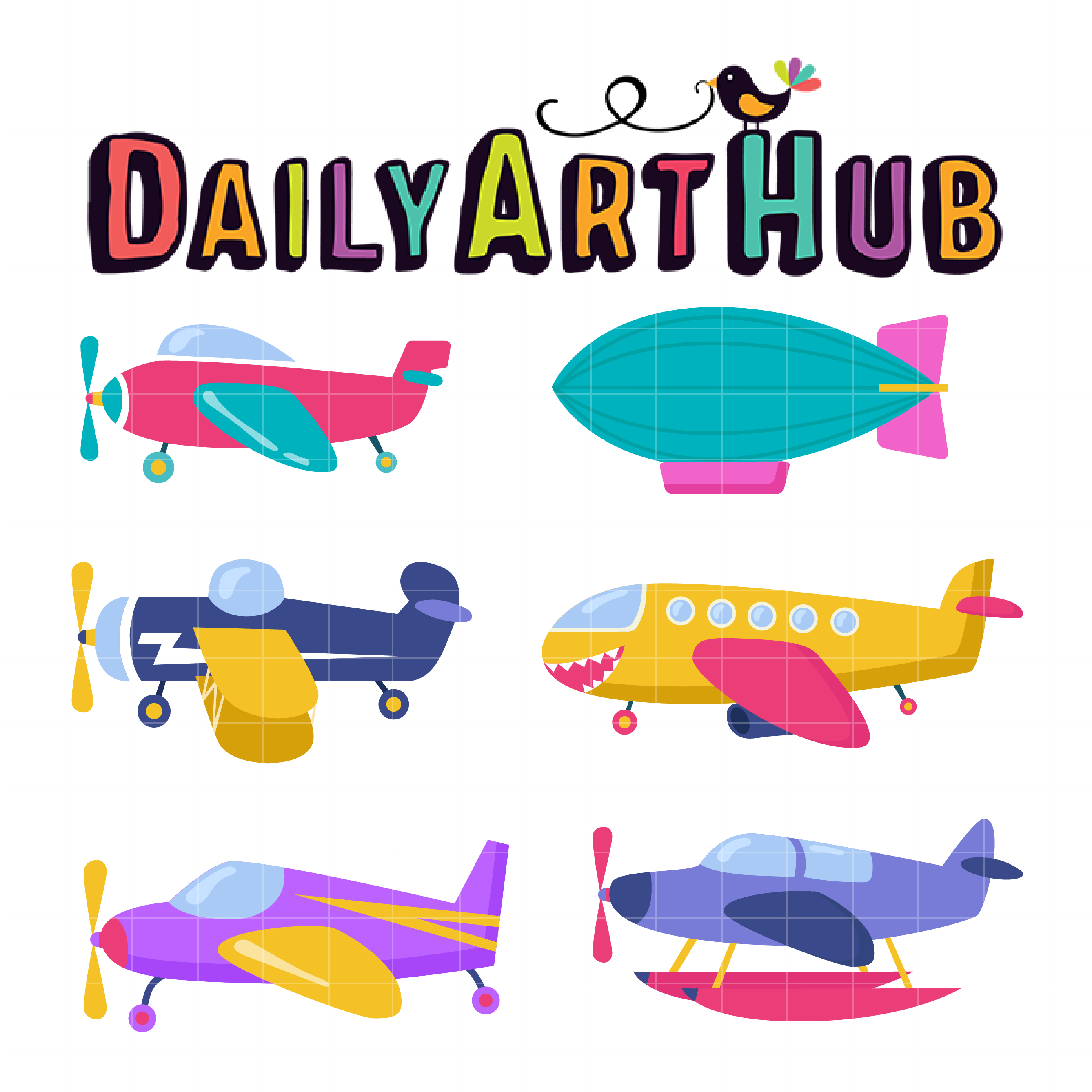 Colorful Airplane Collection Clip Art Set – Daily Art Hub – Free Clip ...