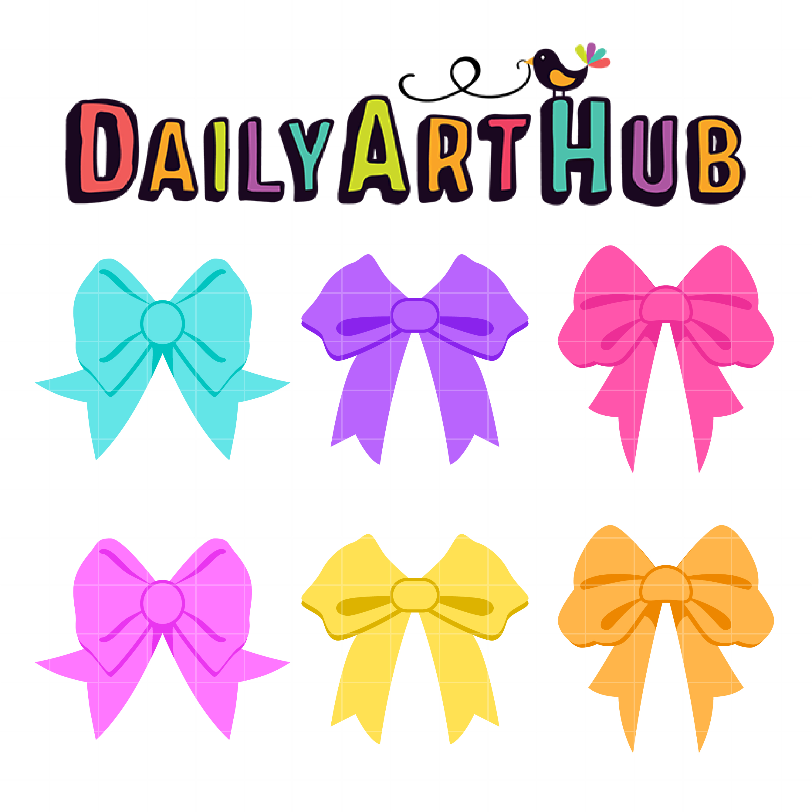 Cute Colorful Bow Ribbon Clip Art Set – Daily Art Hub – Free Clip Art ...