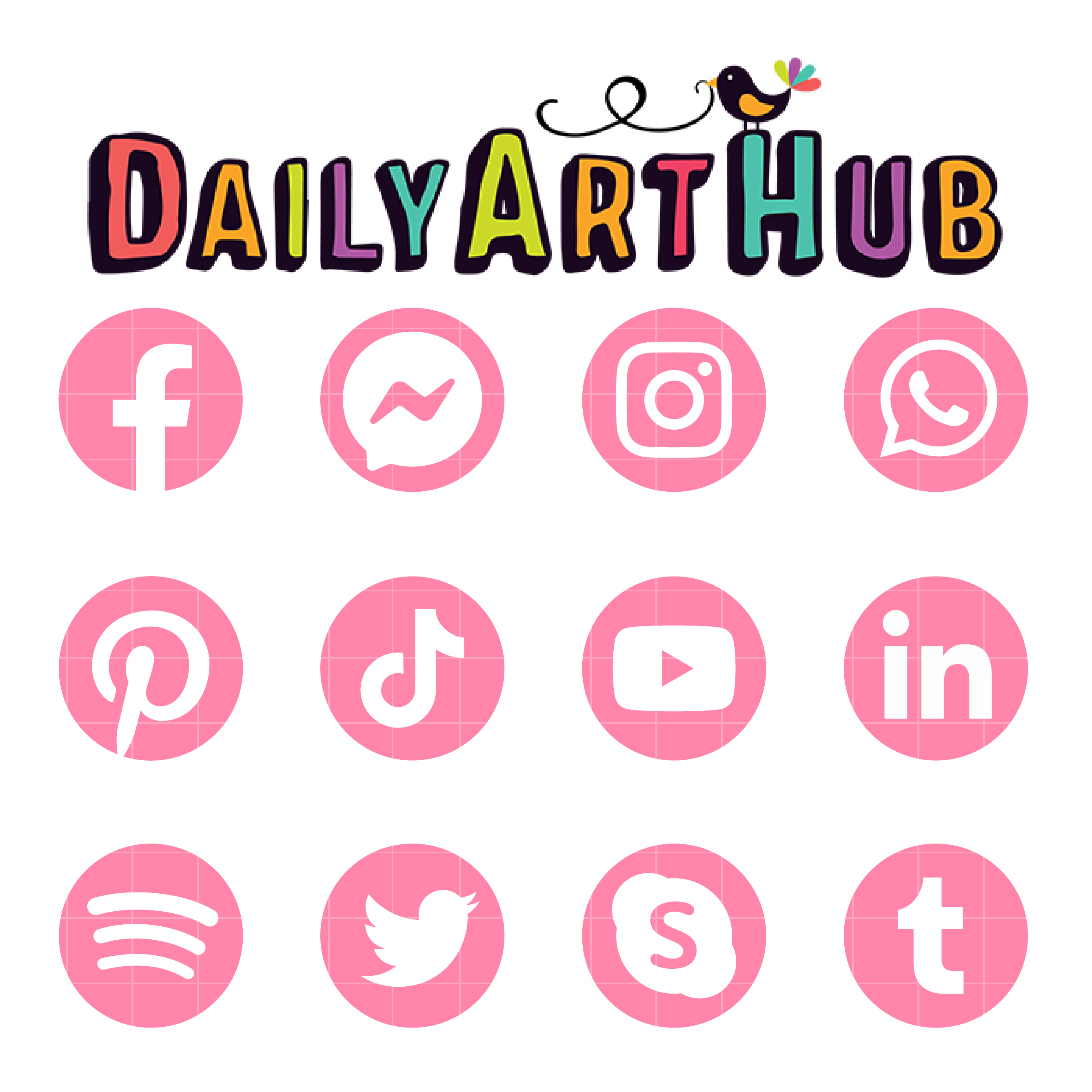 Pink Social Media Icons Clip Art Set – Daily Art Hub – Free Clip Art ...