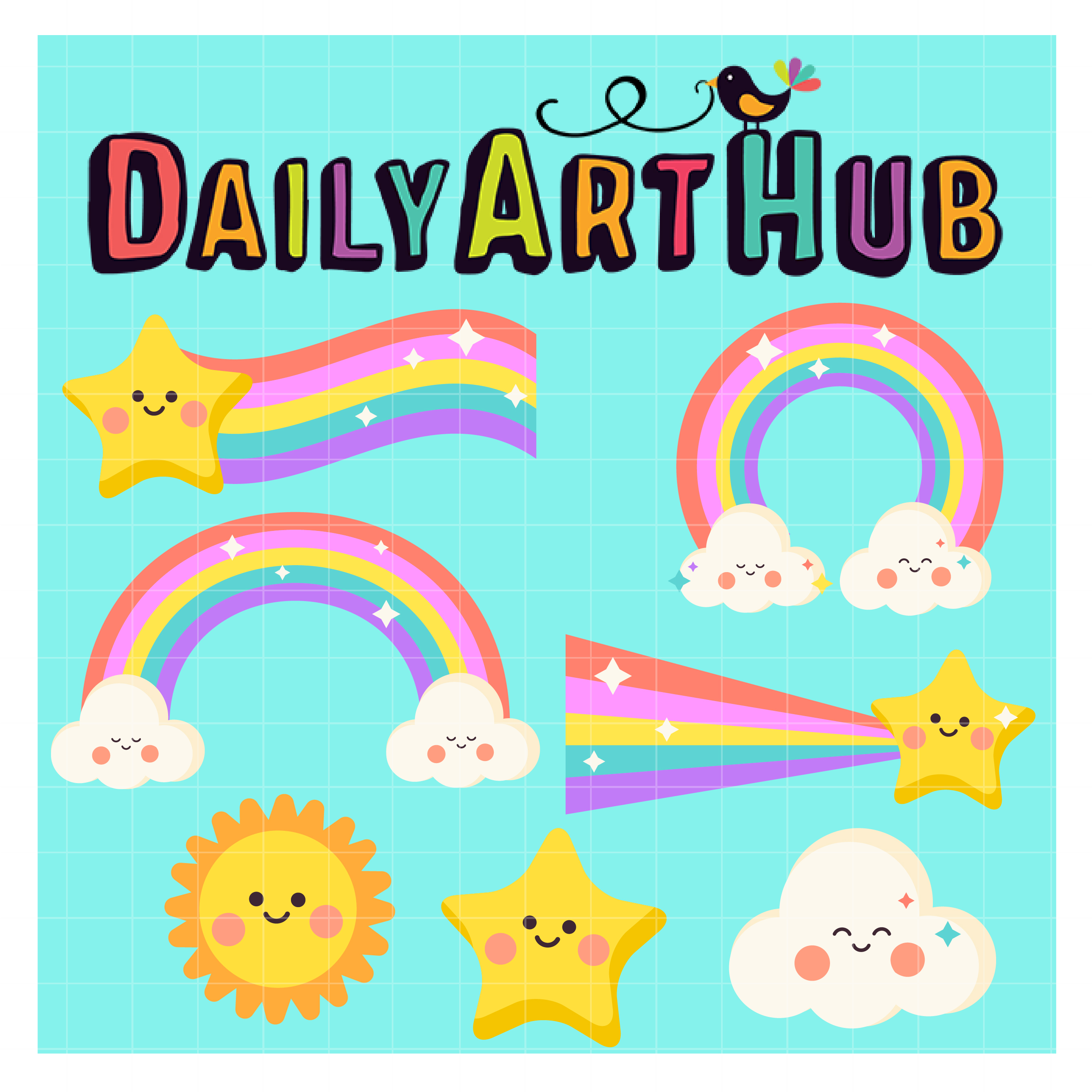Cute Rainbow and Sun Clip Art Set – Daily Art Hub – Free Clip Art Everyday