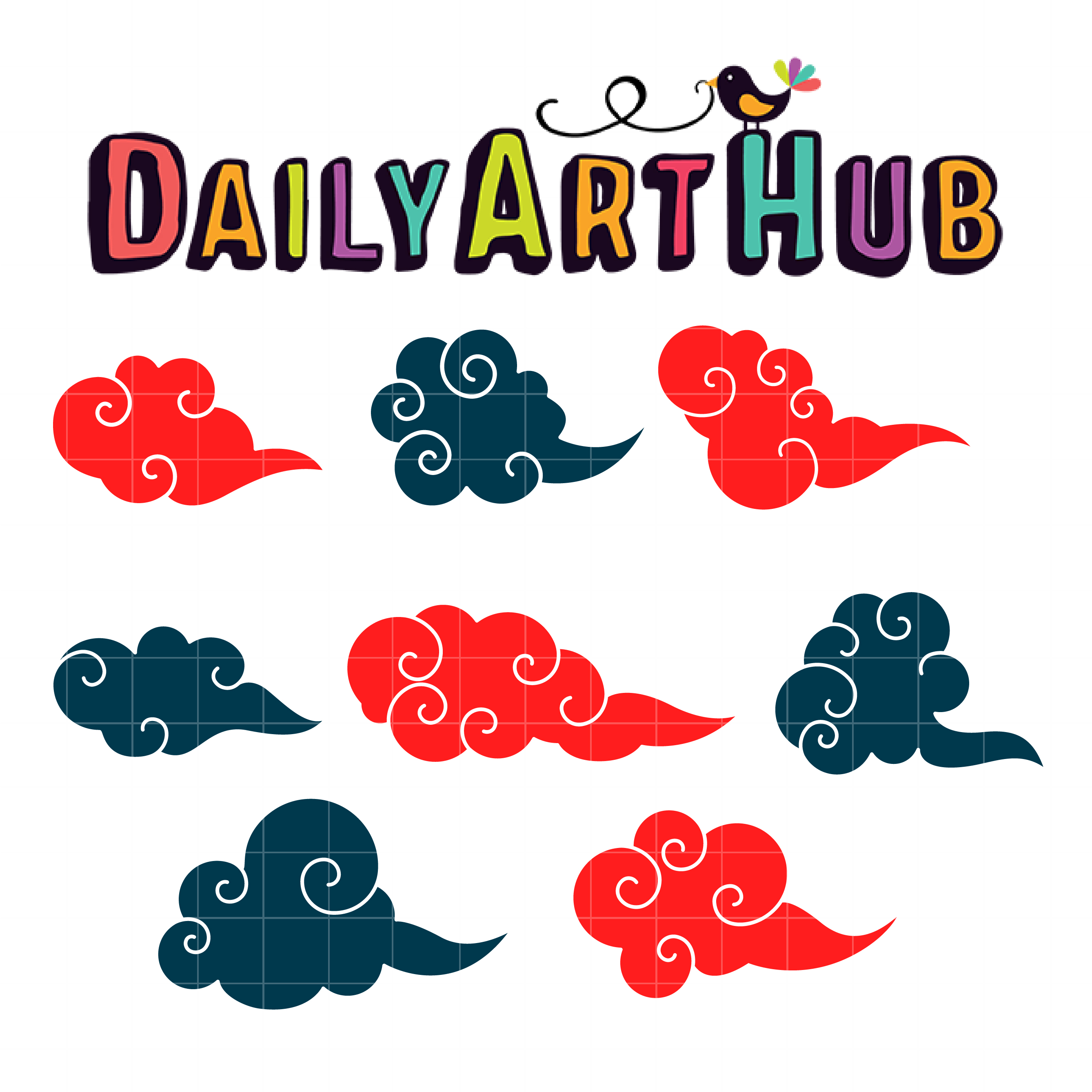 Red and Blue Clouds Clip Art Set – Daily Art Hub – Free Clip Art Everyday