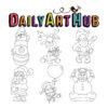 Christmas Character Outline Drawing Clip Art Set – Daily Art Hub ...