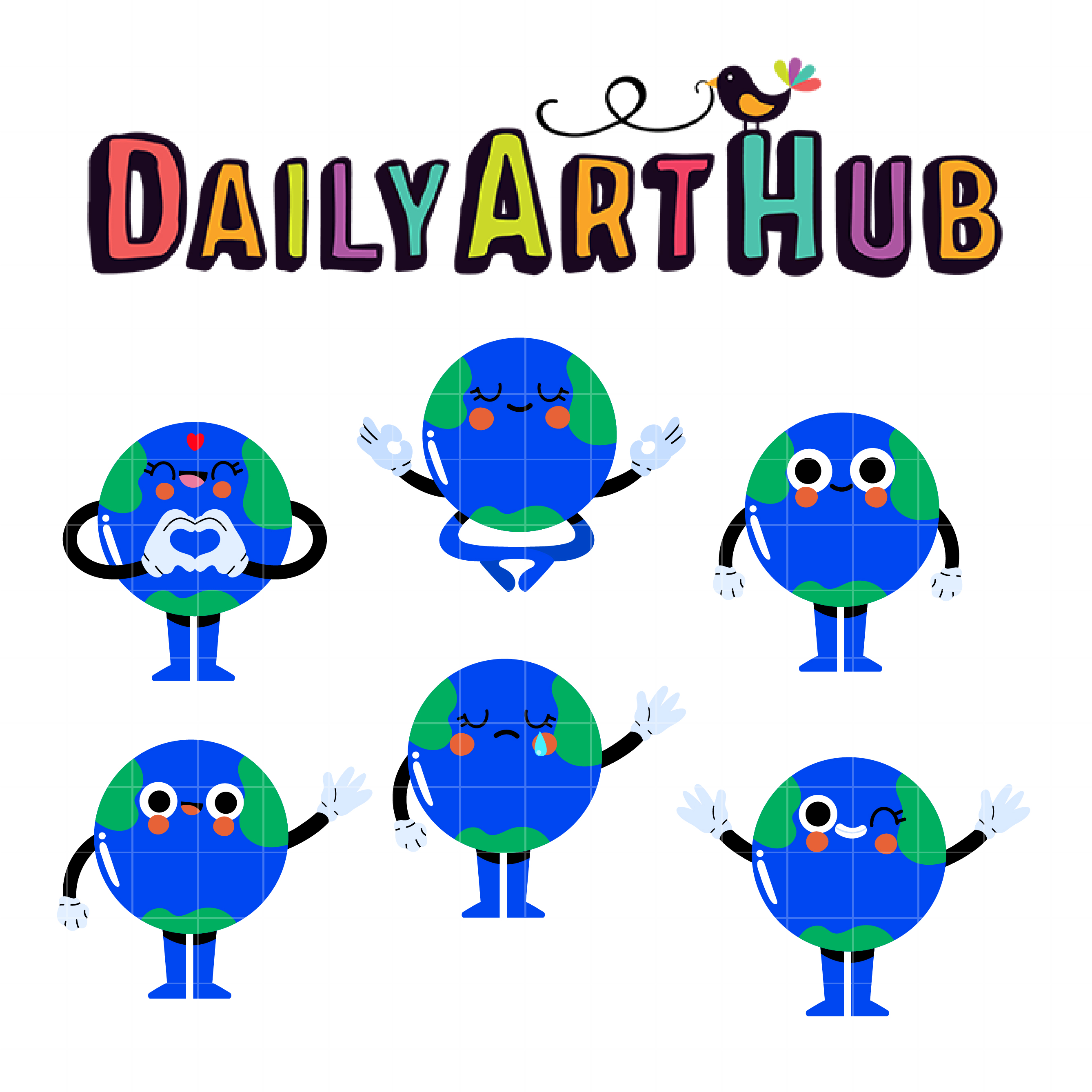 Earth Character Expression Clip Art Set – Daily Art Hub – Free Clip Art ...