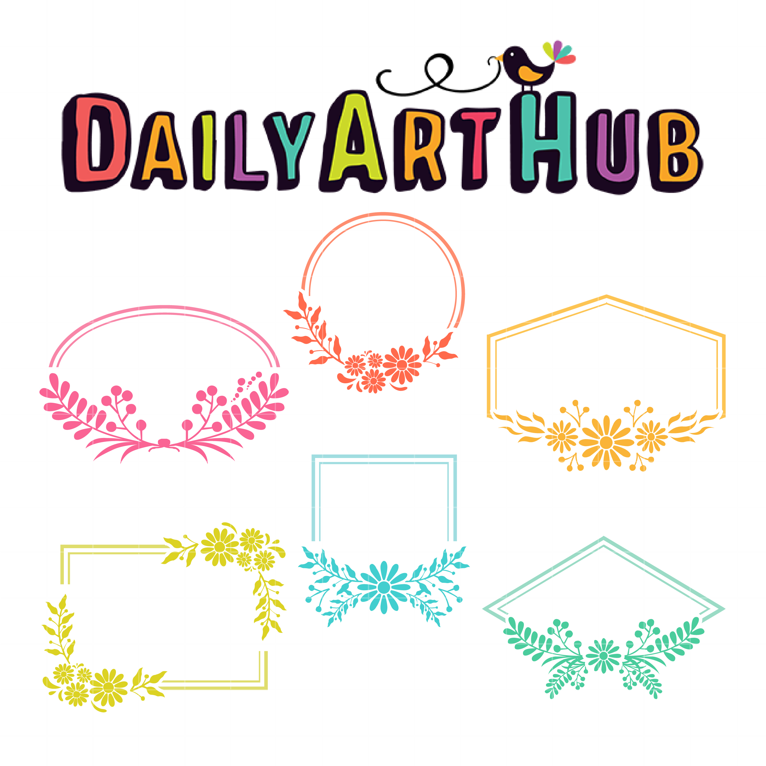 Flower Frame Shapes Clip Art Set – Daily Art Hub – Free Clip Art Everyday