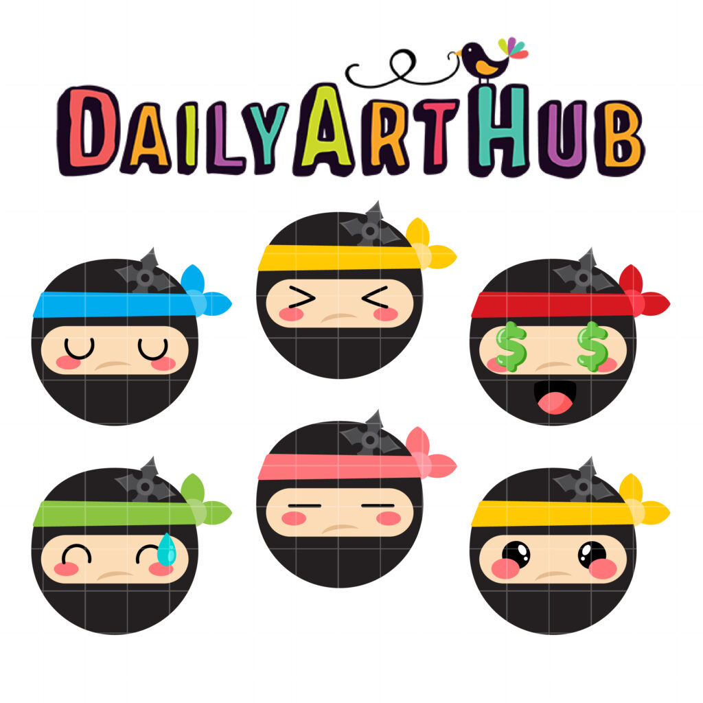 Cute Ninja Face Expression Clip Art Set – Daily Art Hub // Graphics ...
