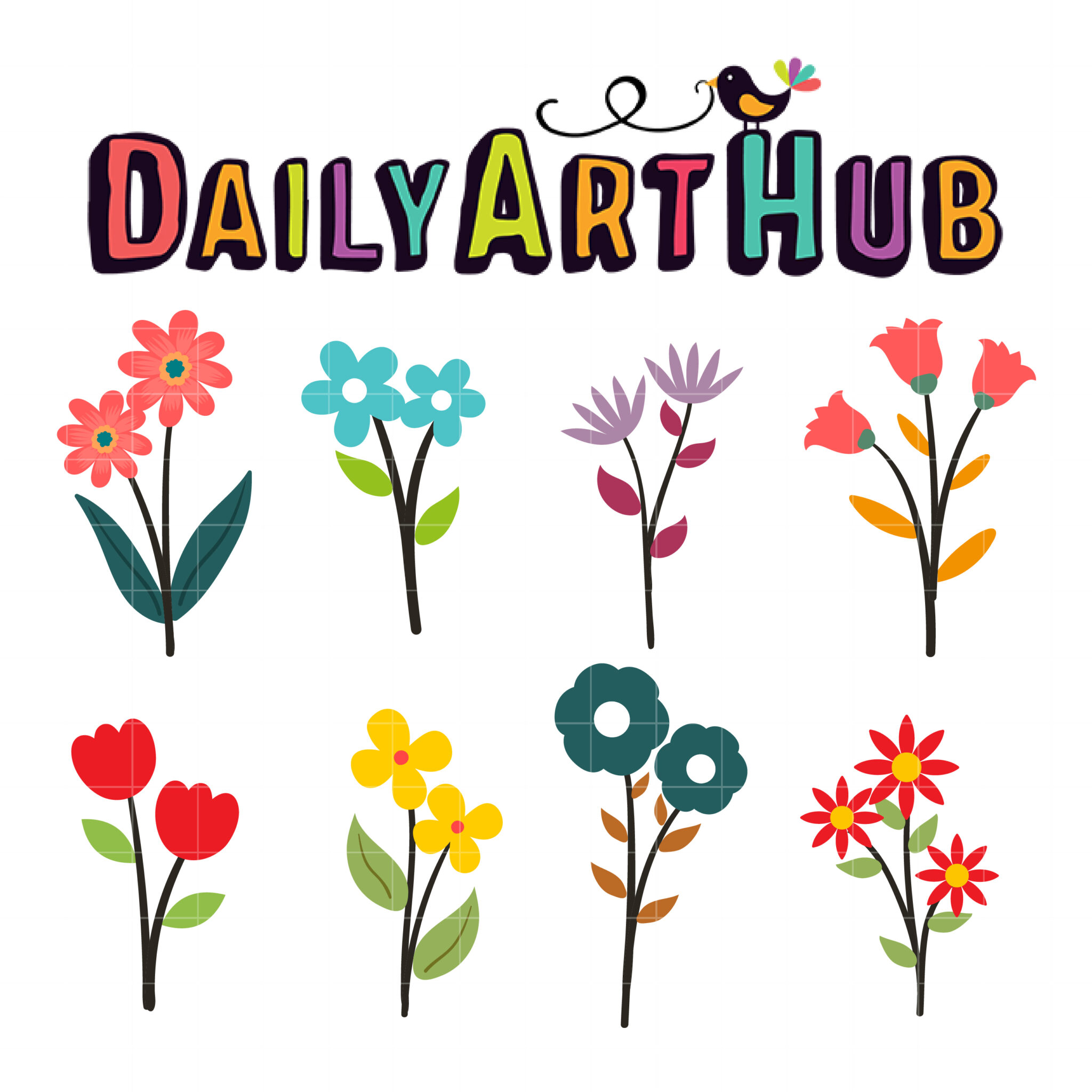 Cute Colorful Flowers Clip Art Set – Daily Art Hub // Graphics ...