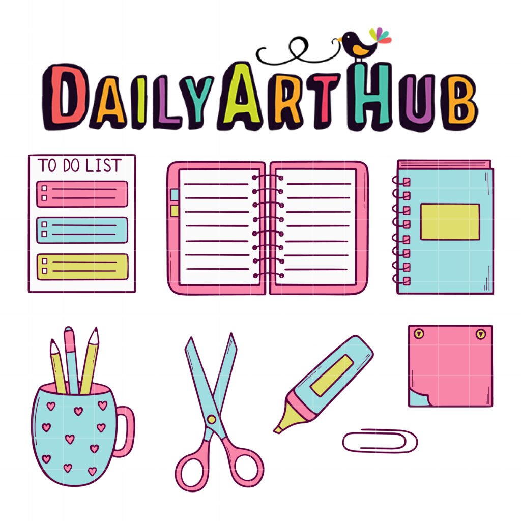Cute School Supply Elements Clip Art Set – Daily Art Hub // Graphics ...